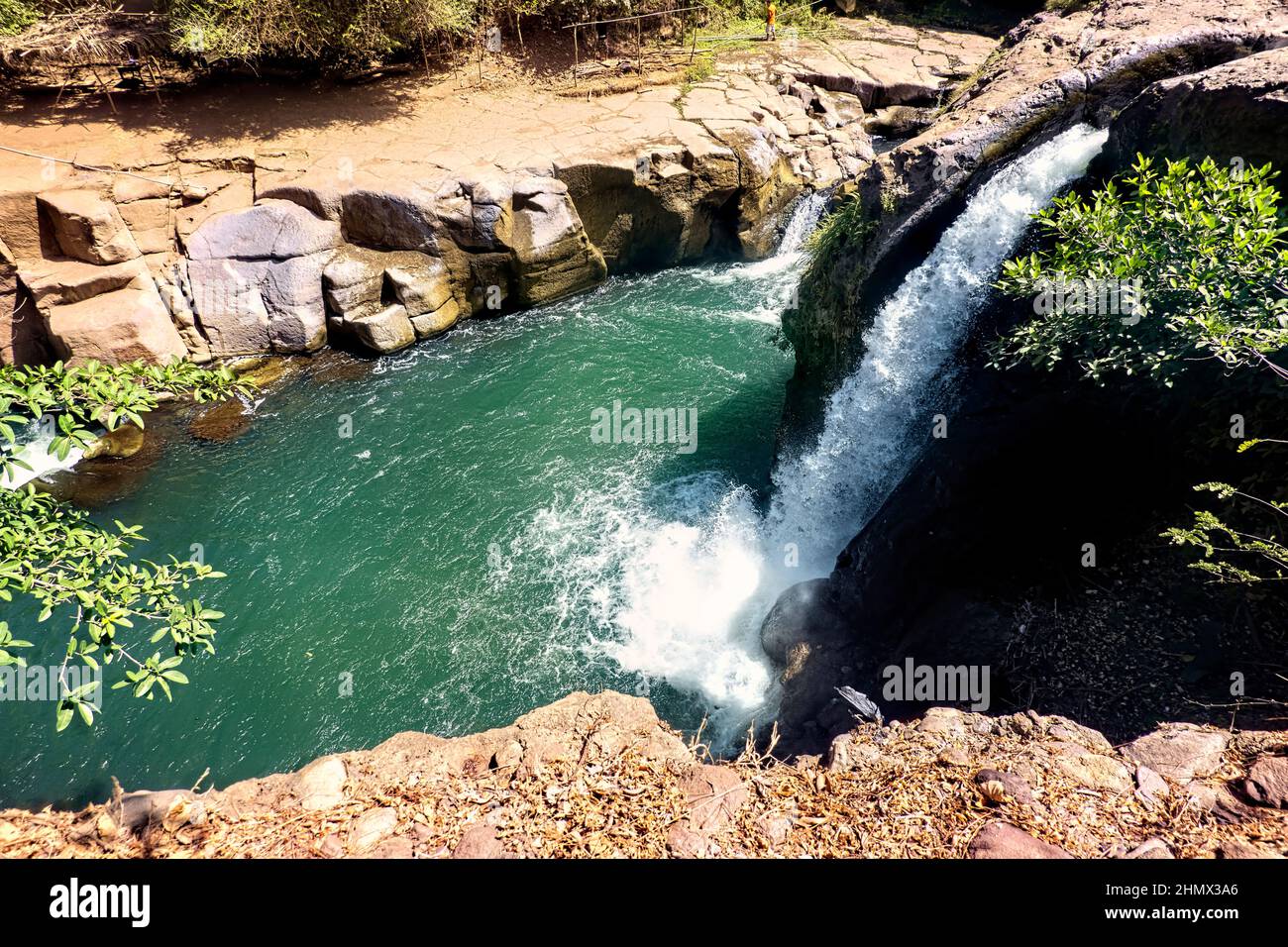 Looking out at the amazing hot spring waterfall of El Salto de ...