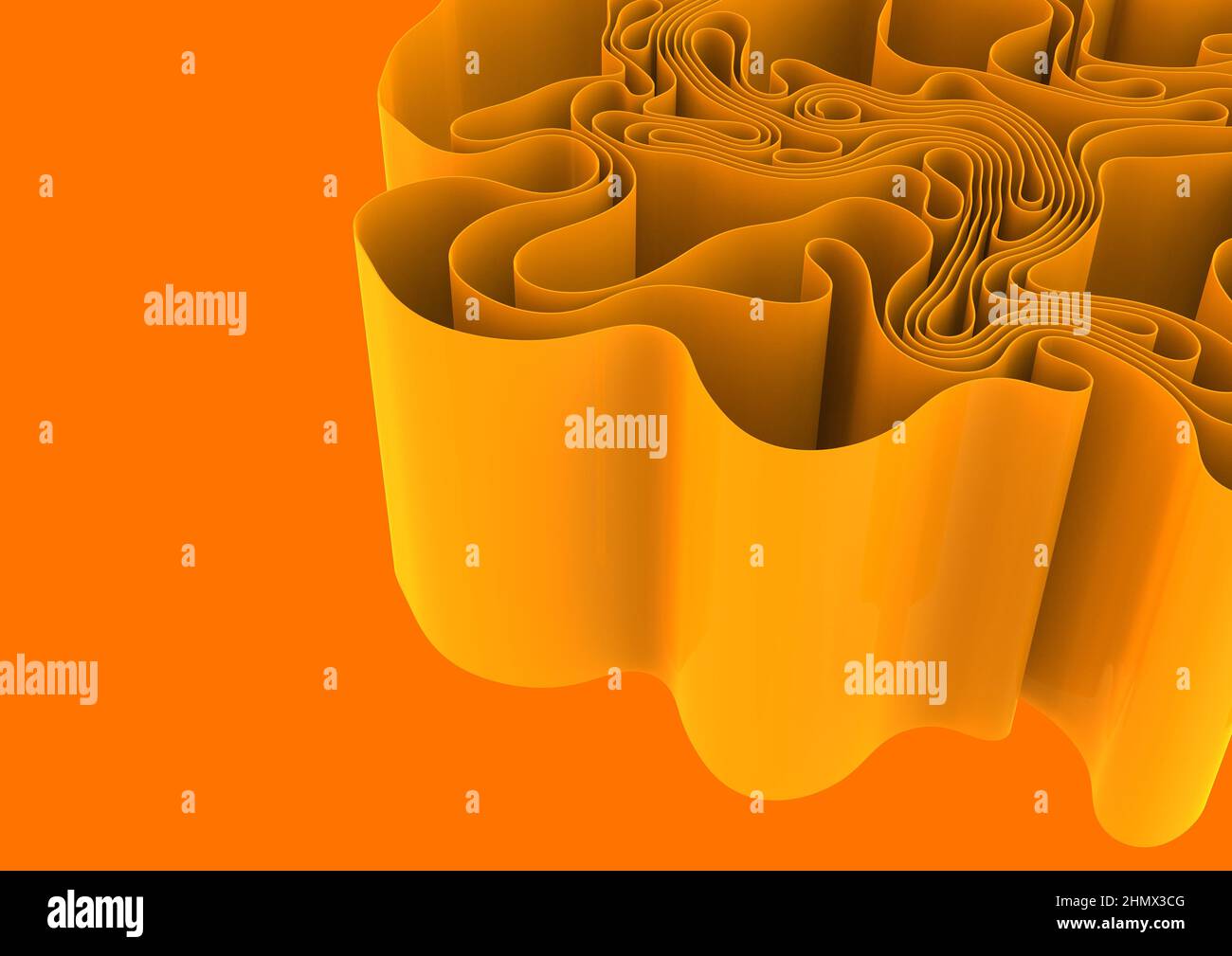 Abstract wavy splines background, smooth lines, folded plastic or ...