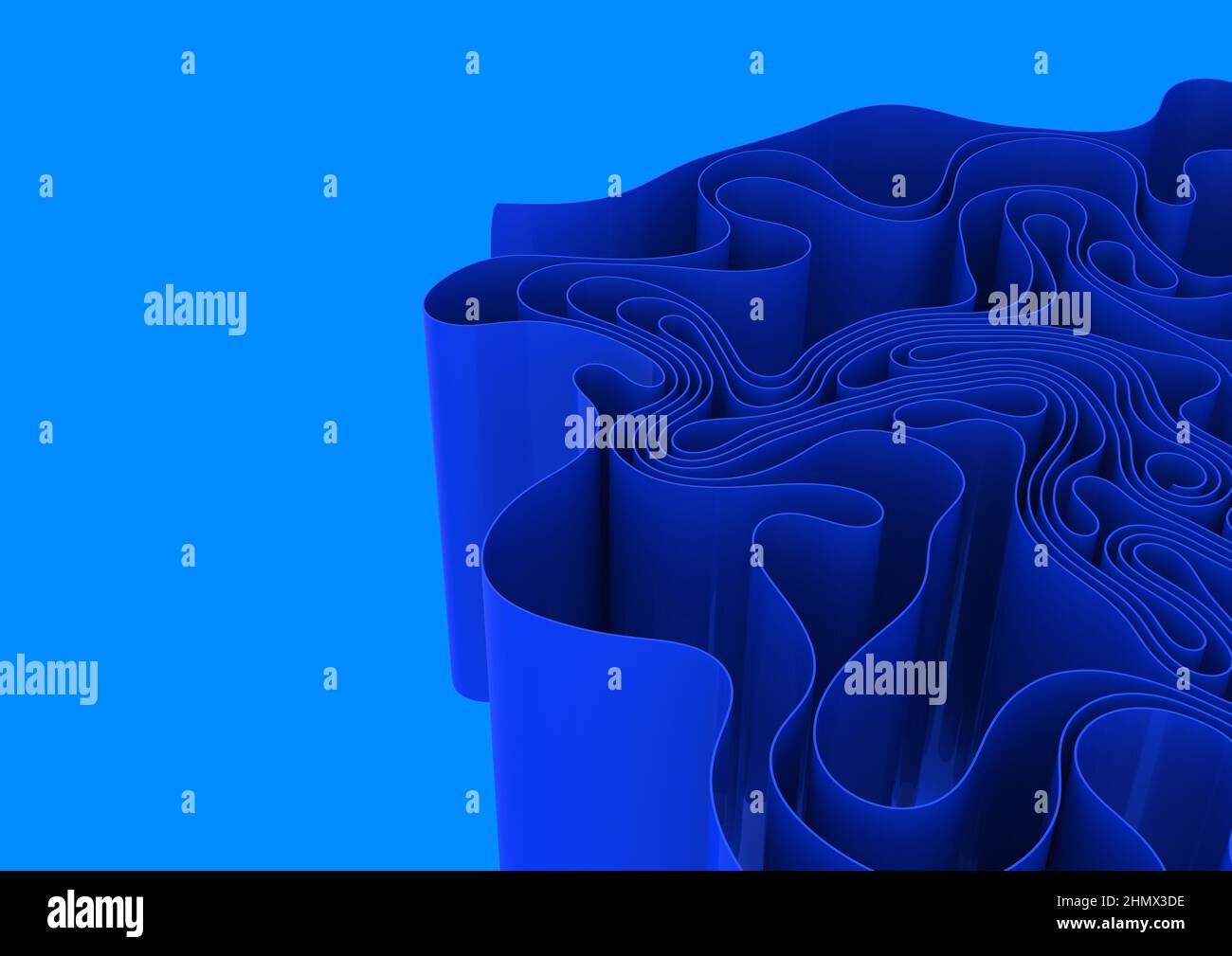 Abstract wavy splines background, smooth lines, folded plastic or ...