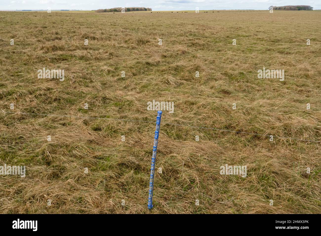 a foreboding dramatic dark grey thunder storm cloud sky over a tump and ...