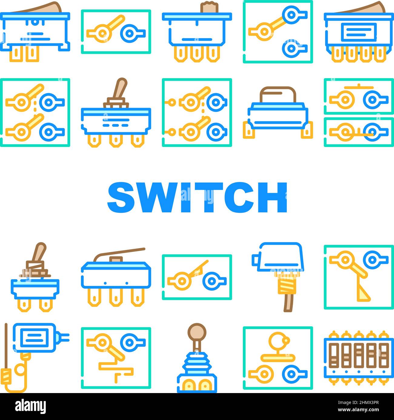 Switch Electricity Accessory Icons Set Vector Stock Vector Image & Art ...