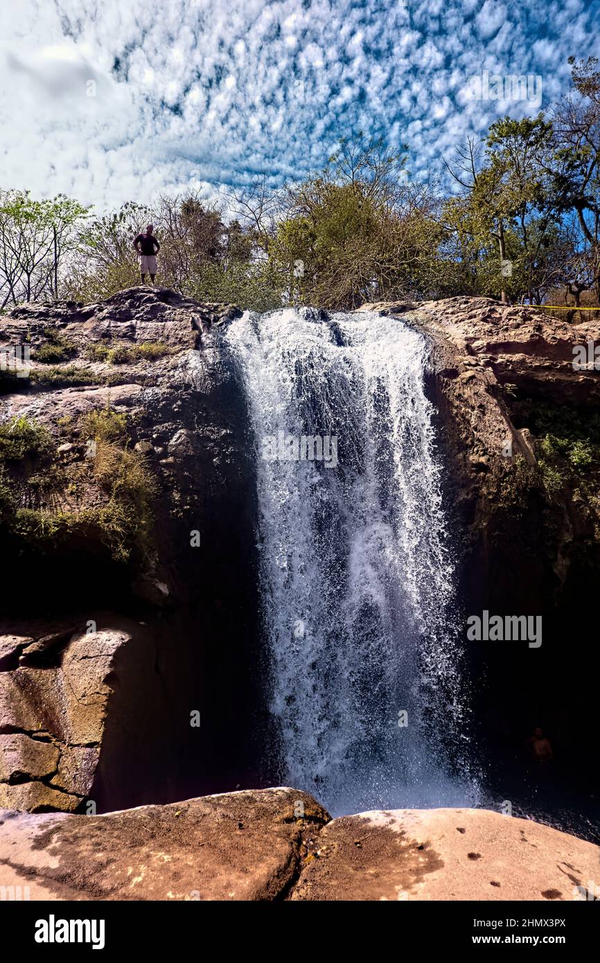 Looking out at the amazing hot spring waterfall of El Salto de ...
