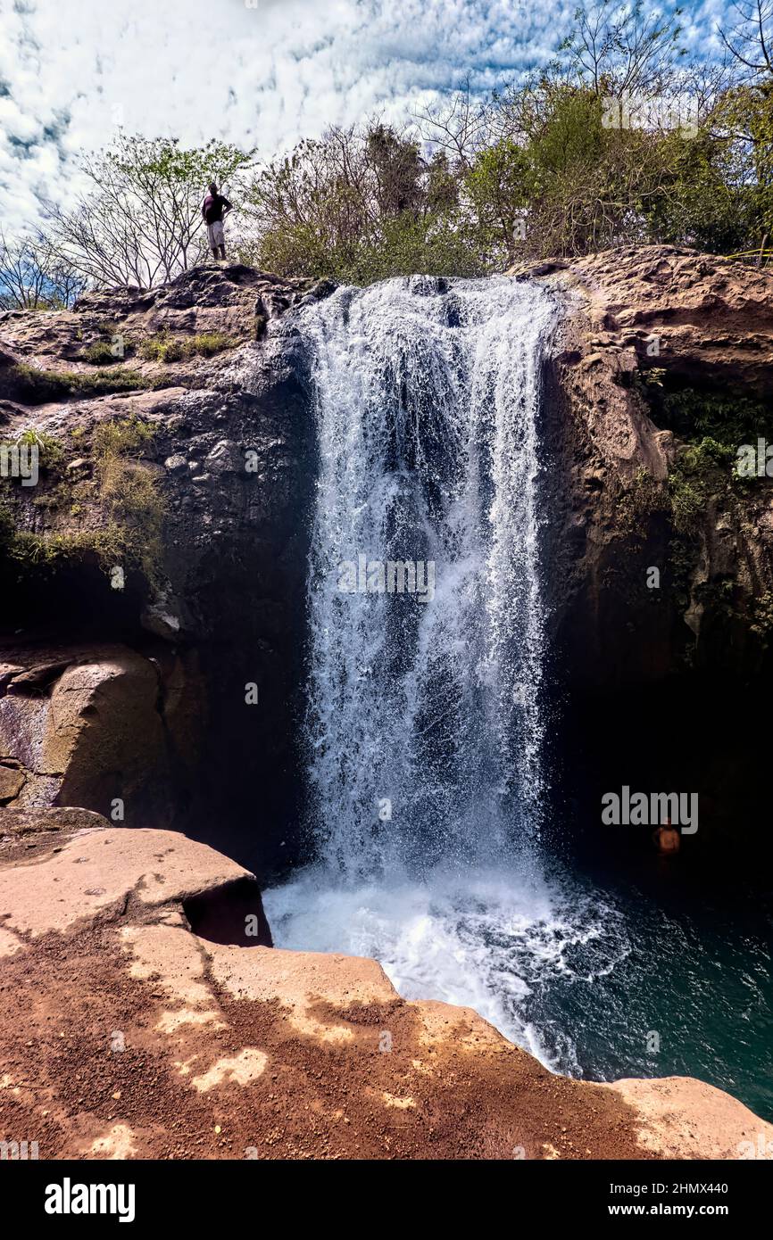 Looking out at the amazing hot spring waterfall of El Salto de ...