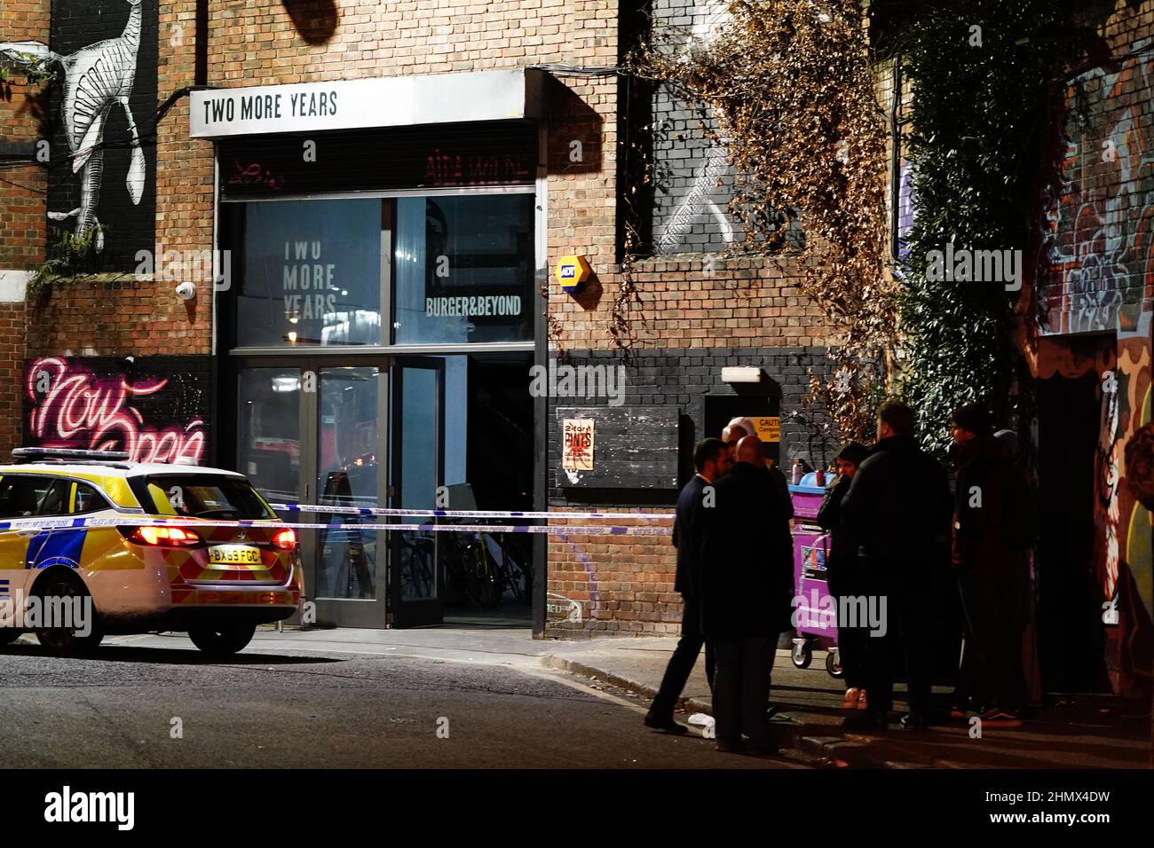 Emergency services outside the Two More Years bar and restaurant ...