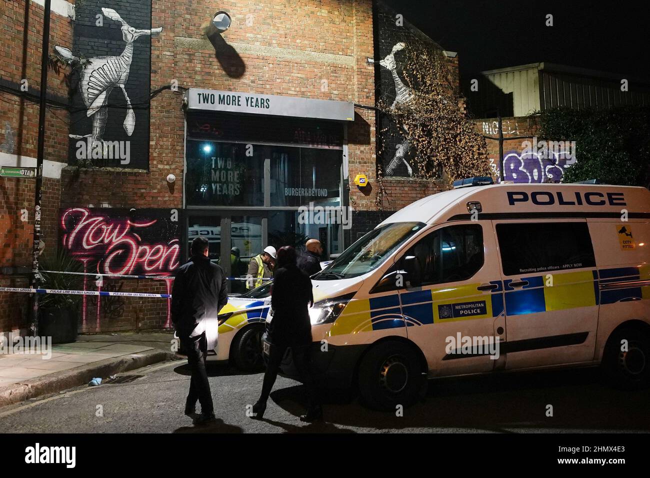 Emergency services outside the Two More Years bar and restaurant ...