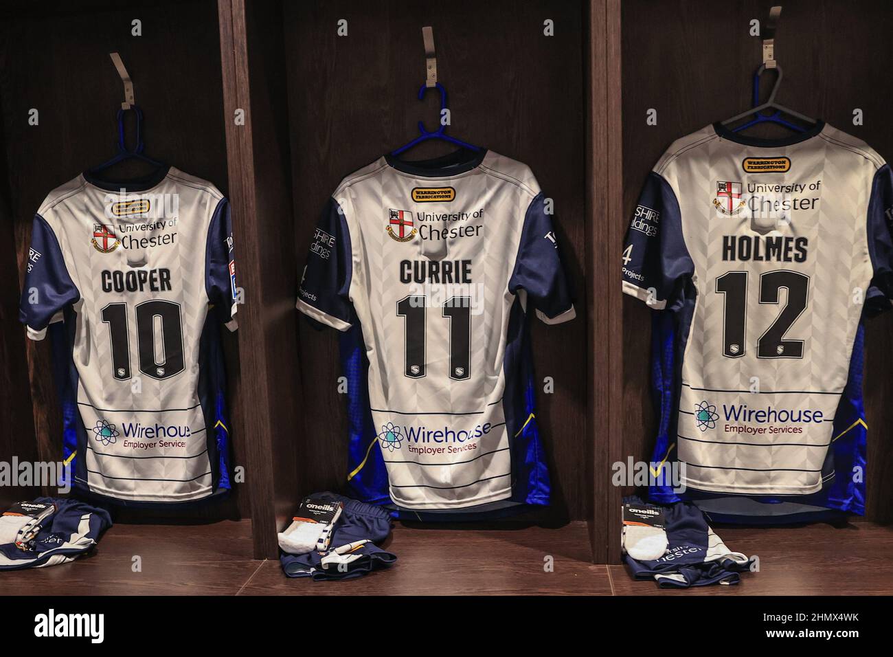 Warrington Dressing room game shirts of Mike Cooper #10 of Warrington ...