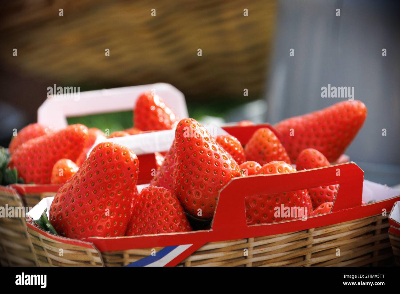 French strawberry stall on a market Stock Photo - Alamy