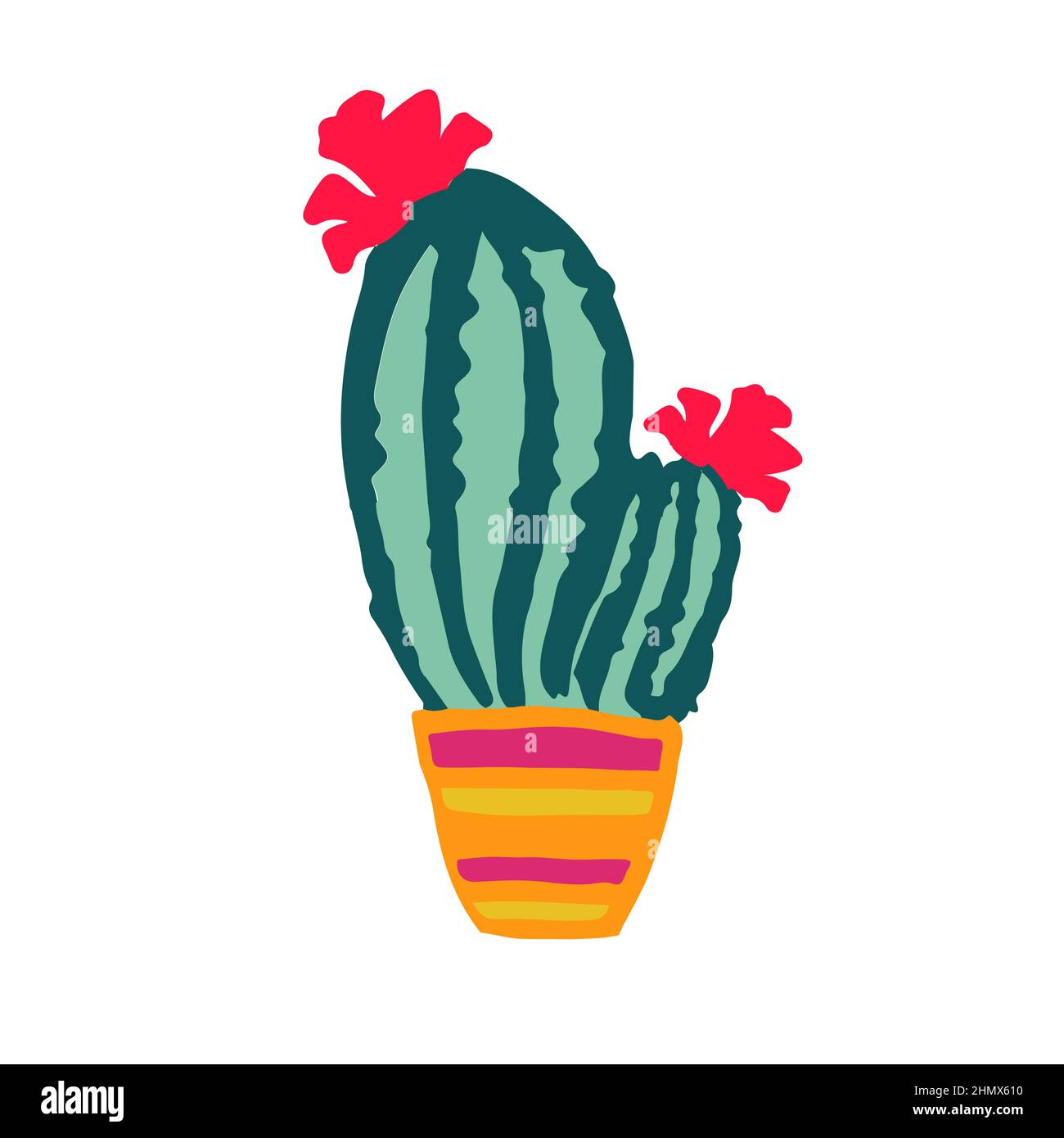Cactus plant isolate, hand drawn colors sketching Stock Vector Image ...