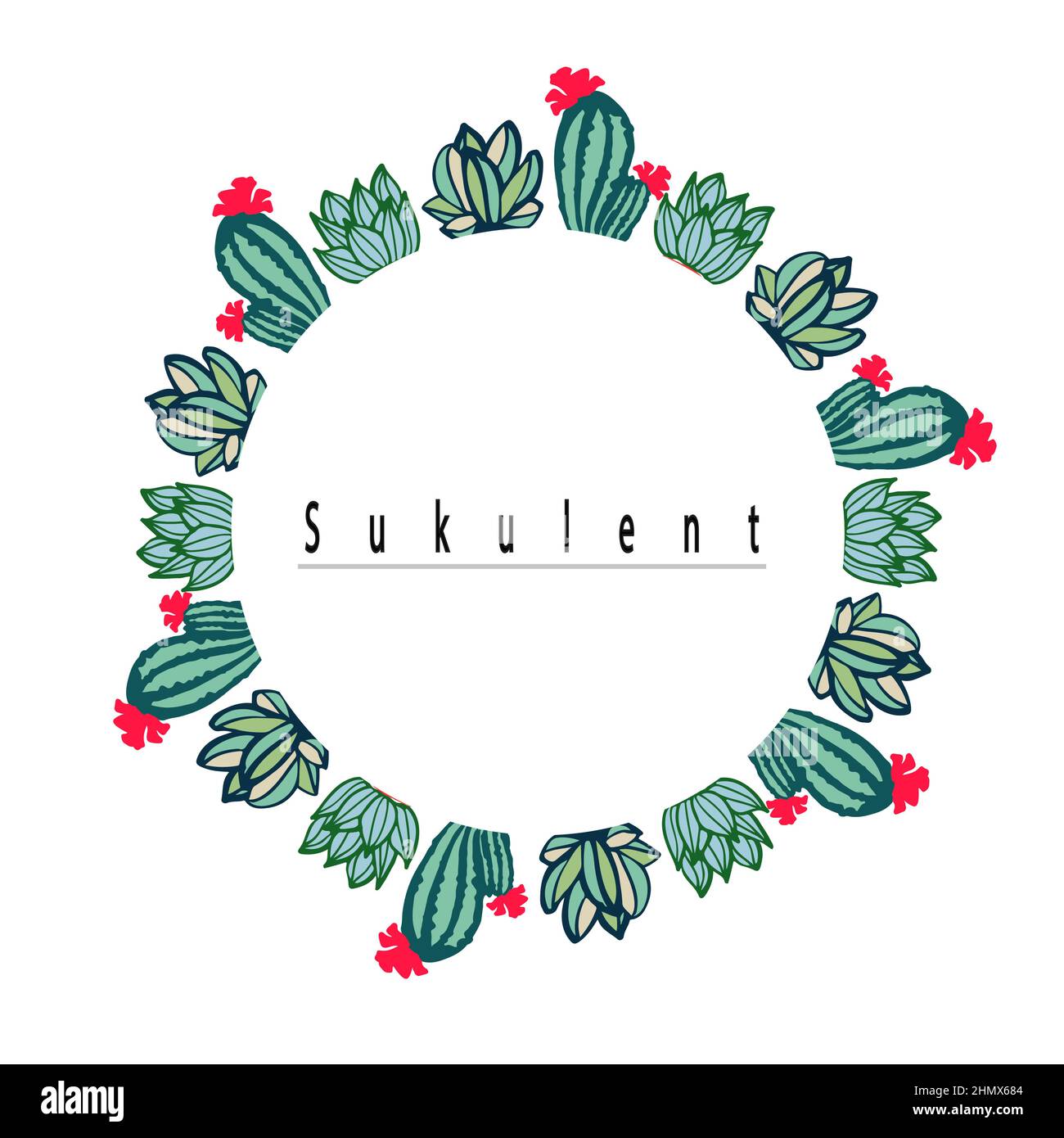 Cactus pastel color circle frame, summer vector background Stock Vector ...