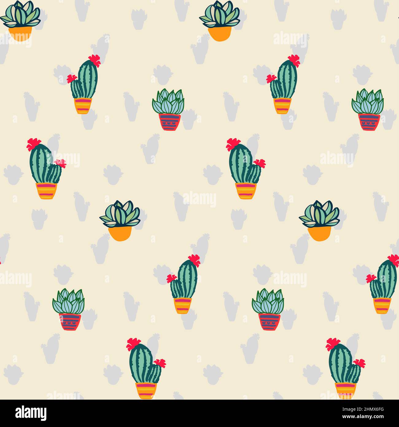 Cactus pastel color seamlees pattern, summer background Stock Vector ...