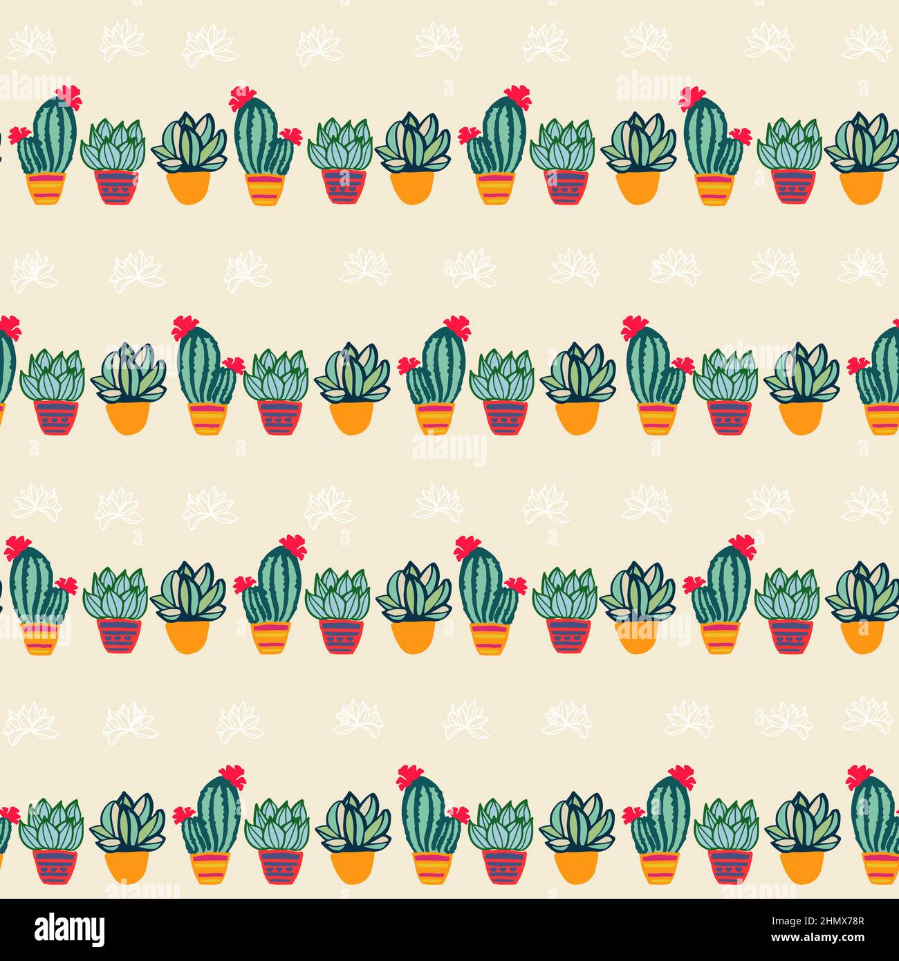 Cactus pastel color seamlees pattern, summer background Stock Vector ...
