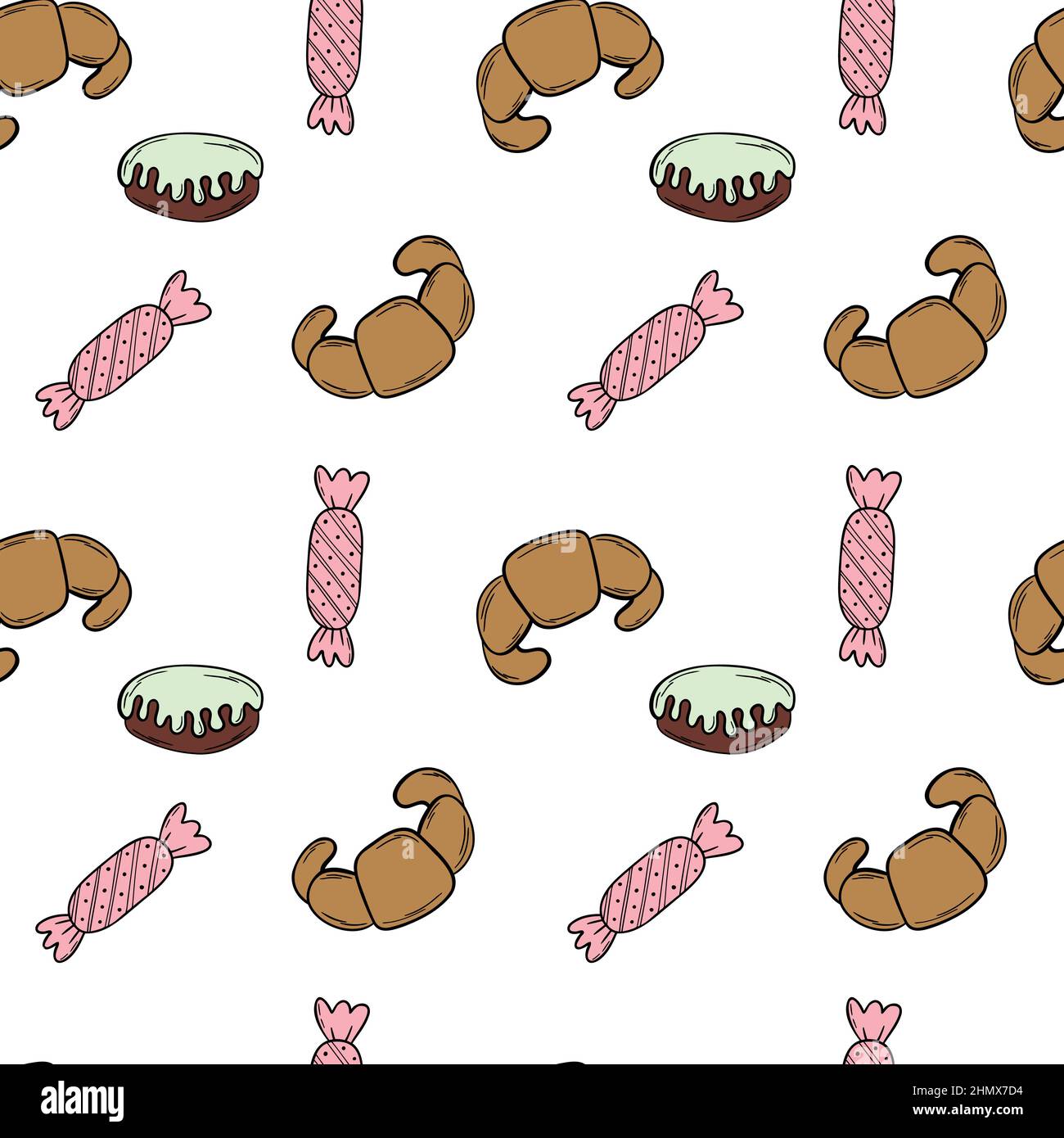 Outline black sketch croissant Stock Vector Images - Alamy