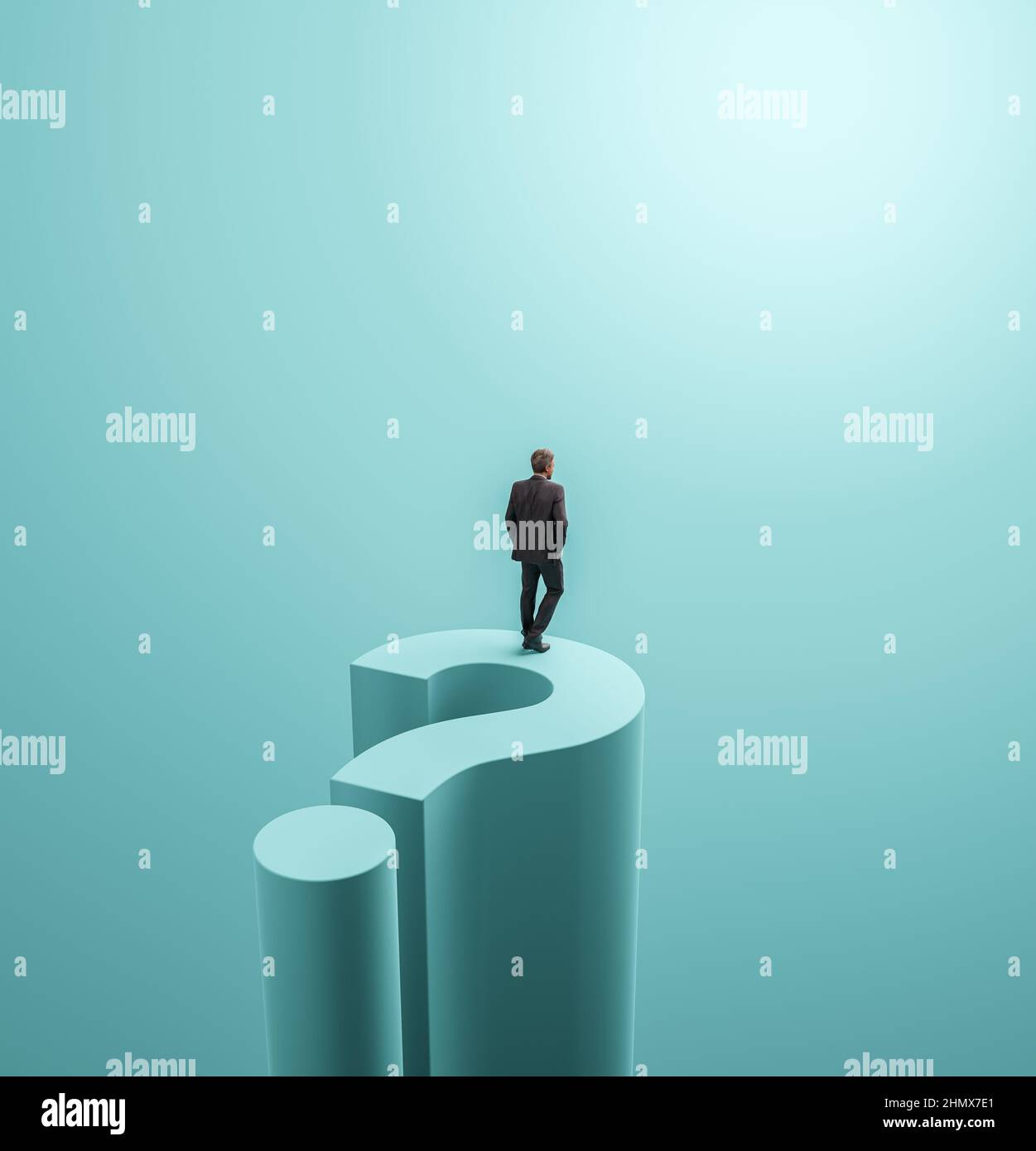 Business decision concept with businessman visionary standing on giant ...