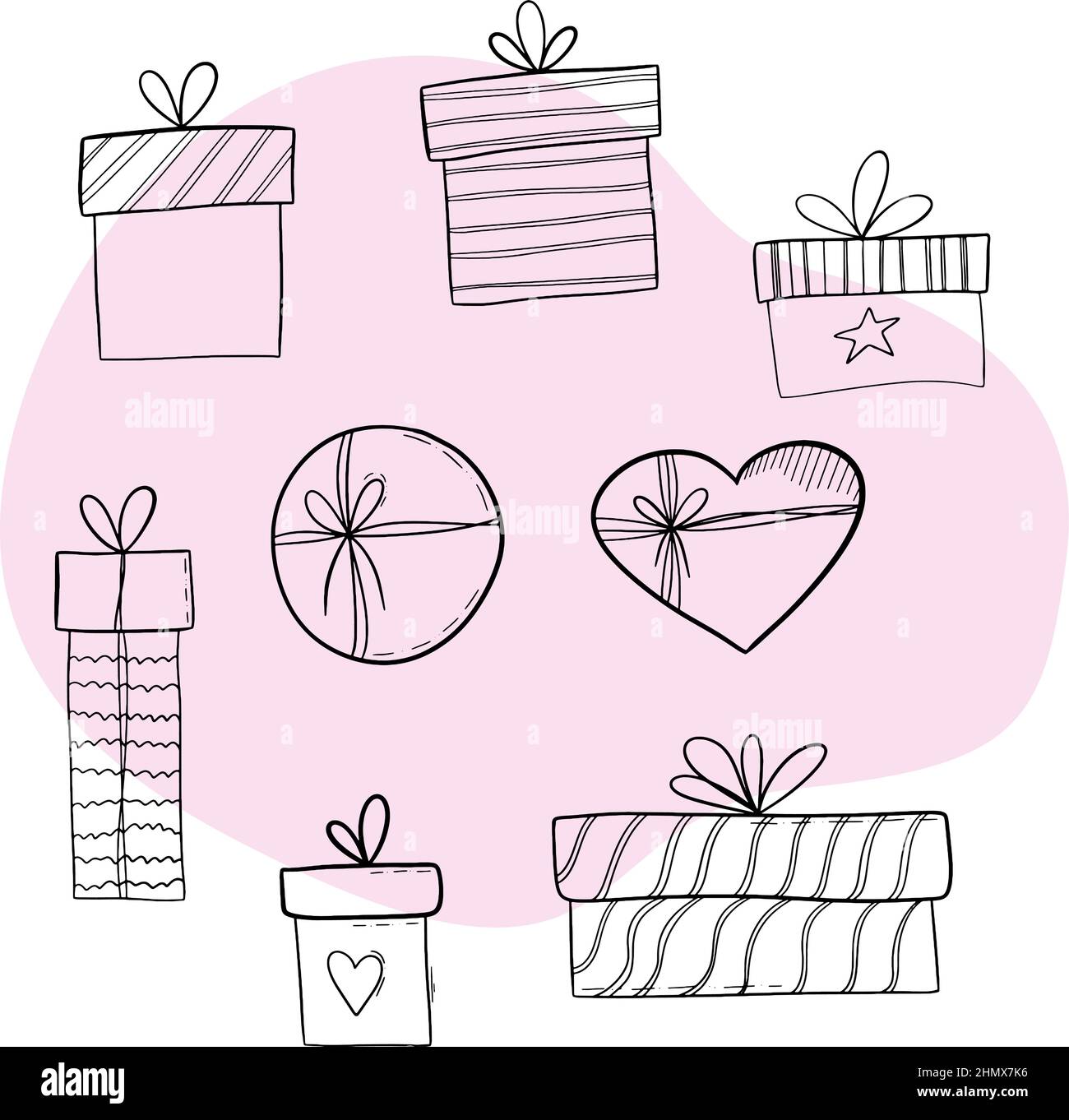 Doodle gift boxes set Stock Vector Images - Alamy