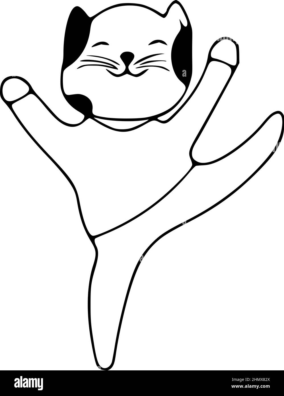 Cheerful cute cat doodle icon. Cute pets vector art on white background ...