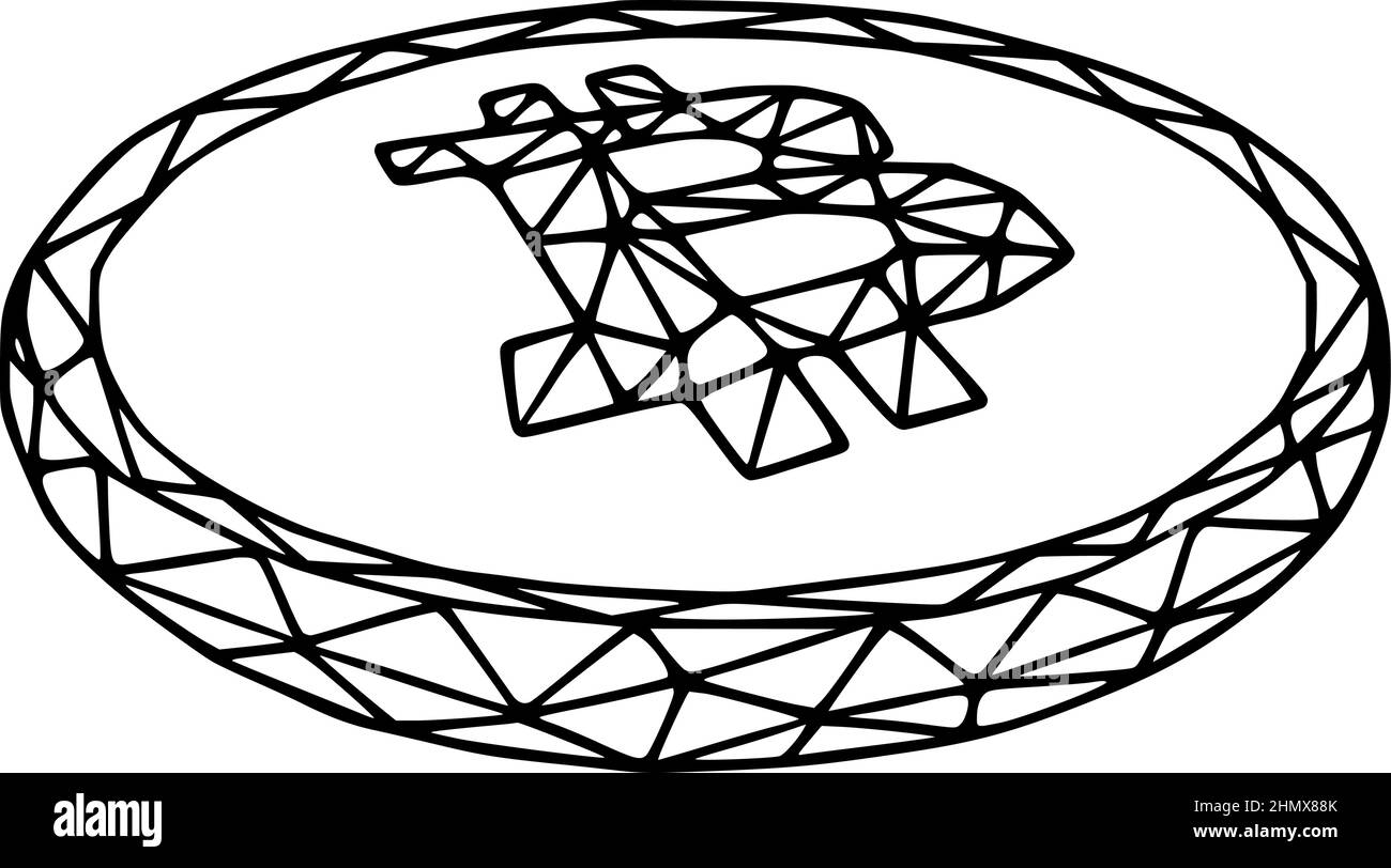 Bitcoin coin polygonal icon. Cryptocurrency low poly design Stock ...