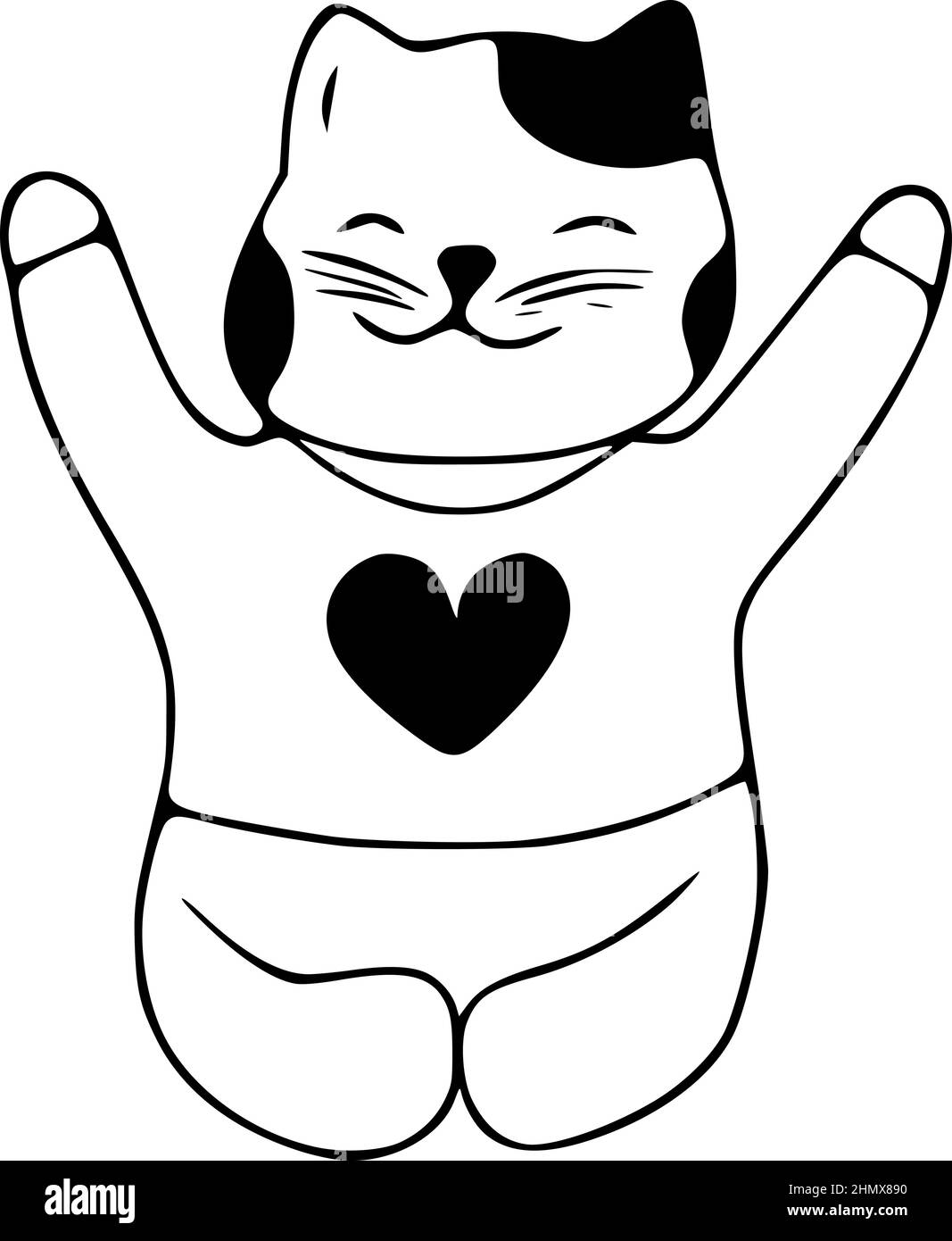 Happy cat doodle icon. Cute pets vector art on white background Stock ...