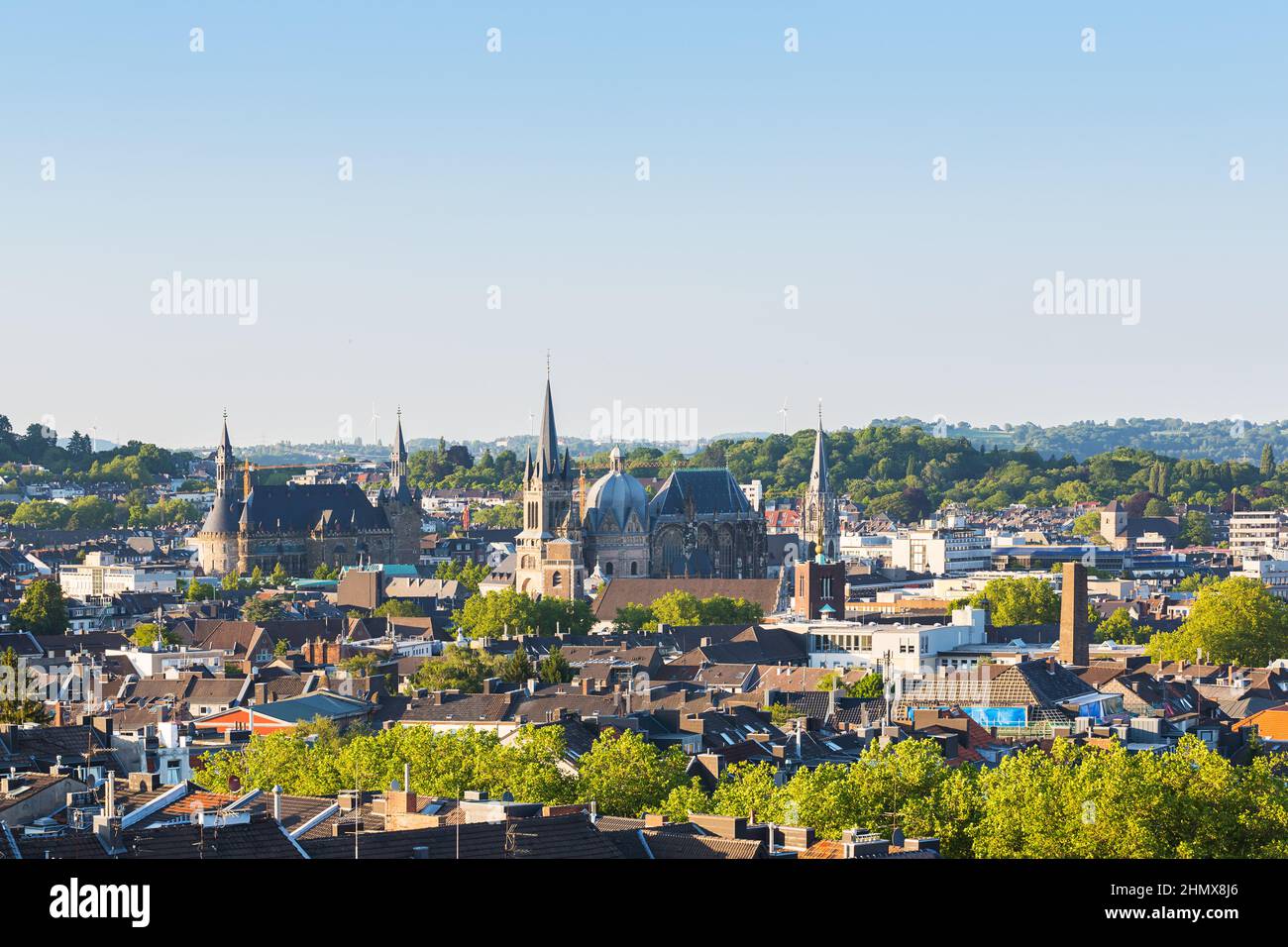 view of aachen city with town hall and cathedral Stock Photo - Alamy