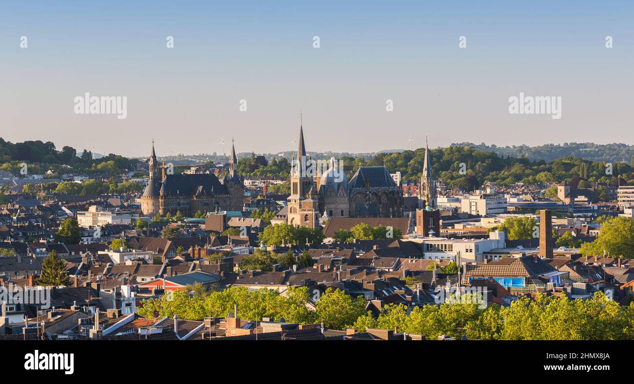Aachen city with town hall and cathedral at summer Stock Photo - Alamy