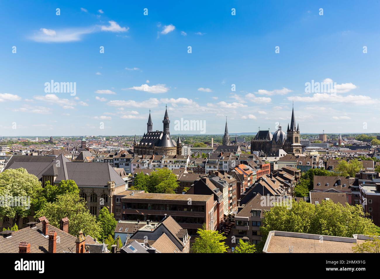 aachen skyline with town hall and cathedral Stock Photo - Alamy