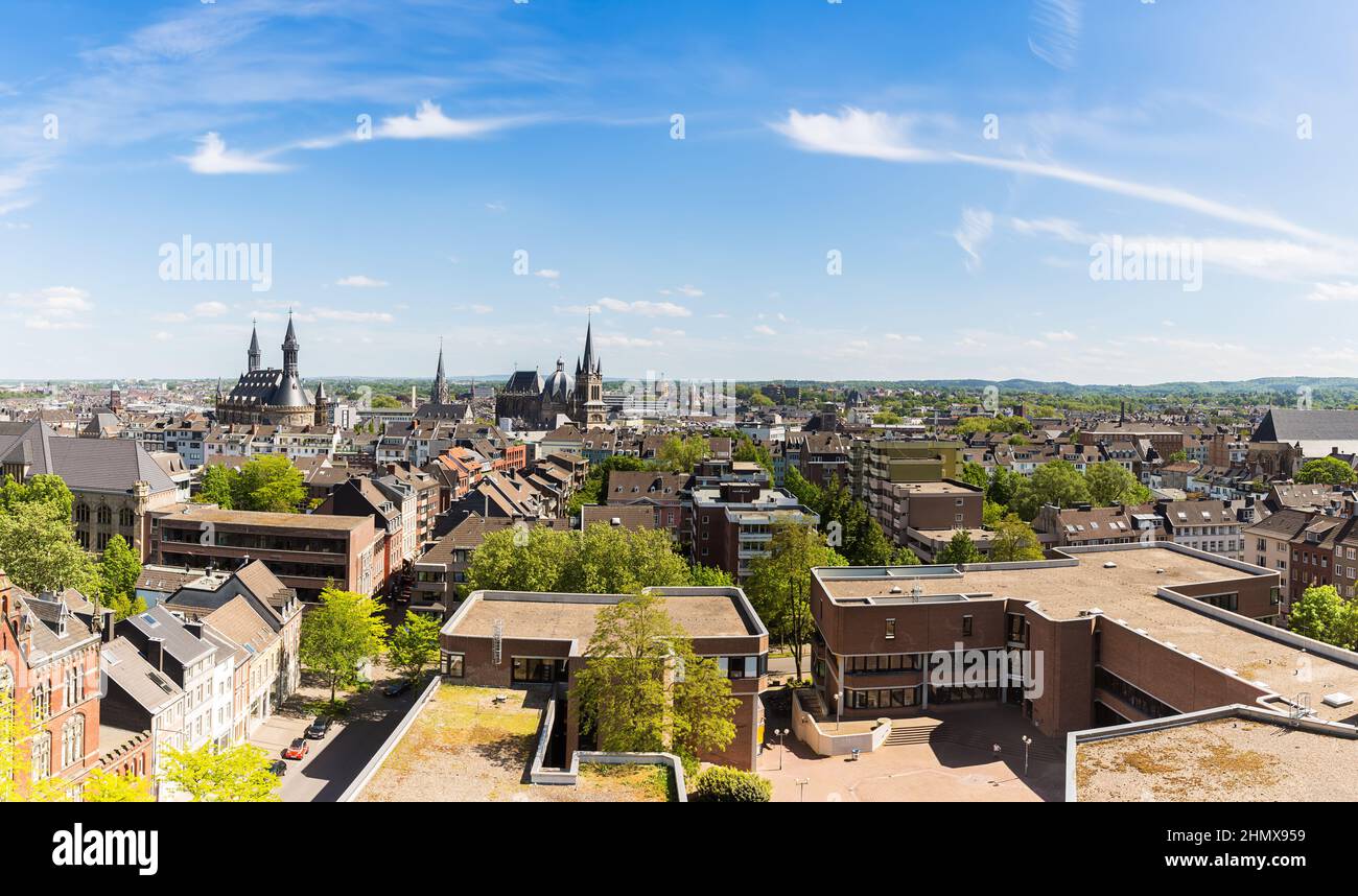 Aachen city with town hall and Cathedral Stock Photo - Alamy