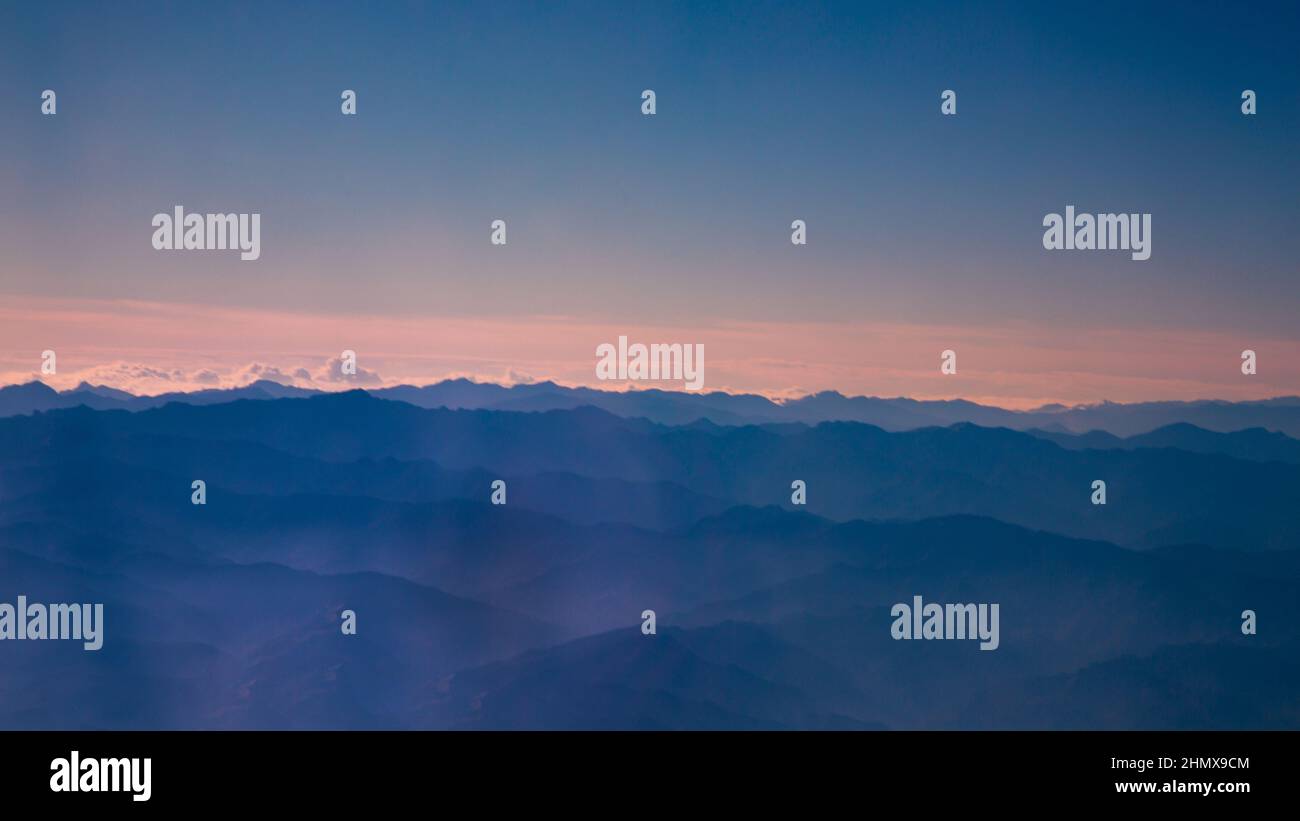 Aerial traveling at Taiwan mountains. Wonderful view of the sky and ...
