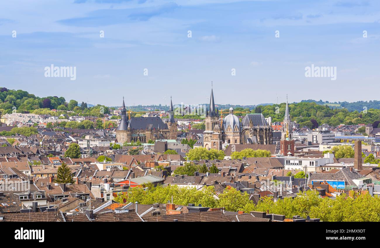 aachen city skyline with town hall and cathedral Stock Photo - Alamy