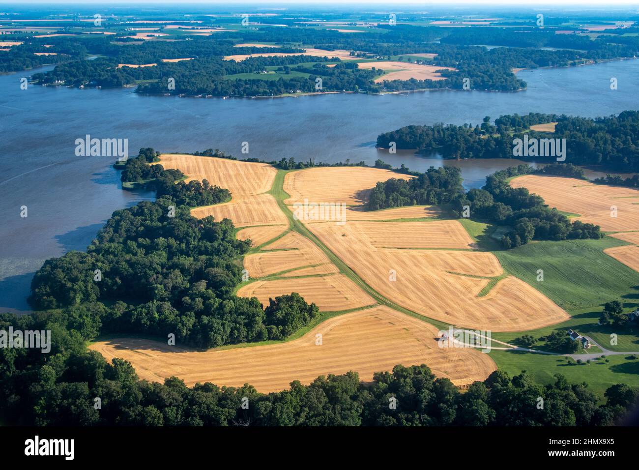 Aerial of farmland along the Eastern Shore of Maryland Stock Photo - Alamy