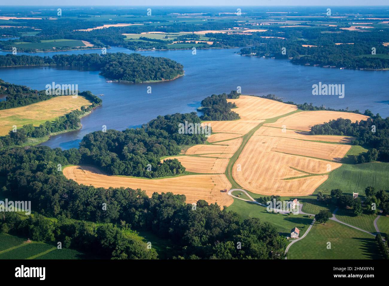 Aerial of farmland along the Eastern Shore of Maryland Stock Photo - Alamy