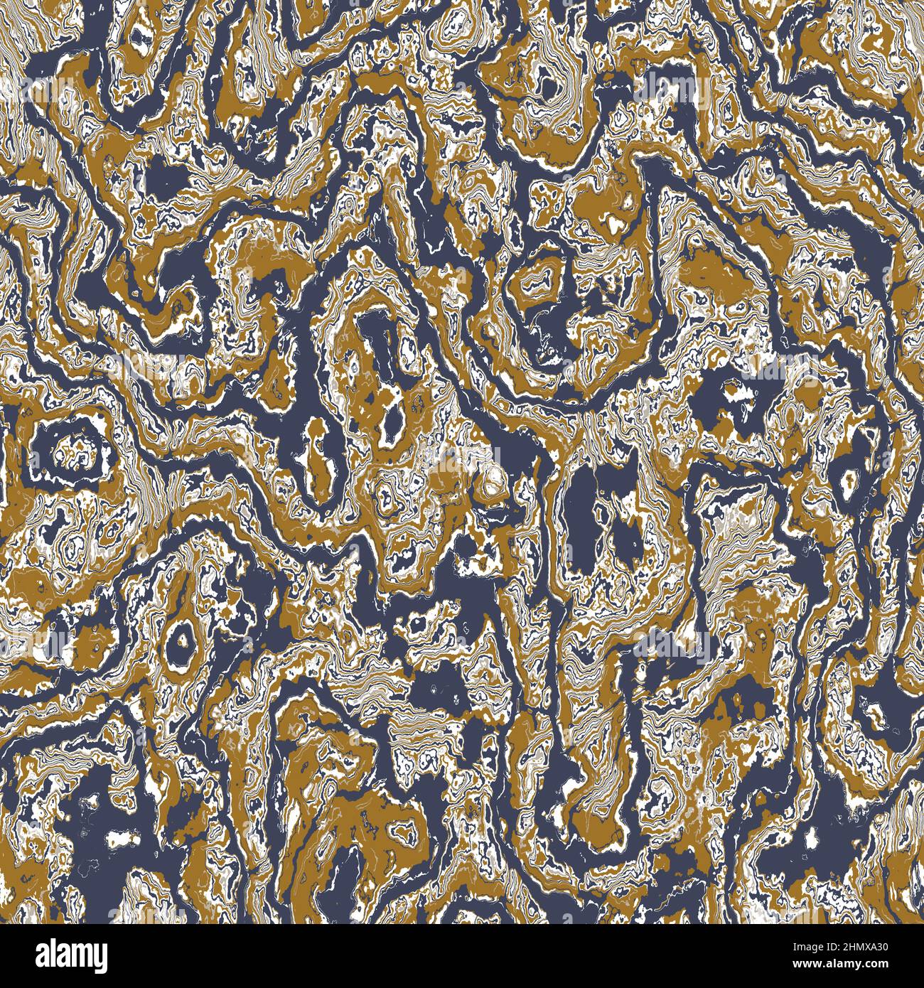 Navy blue yellow marbled seamless texture. Irregular color ink blotched ...