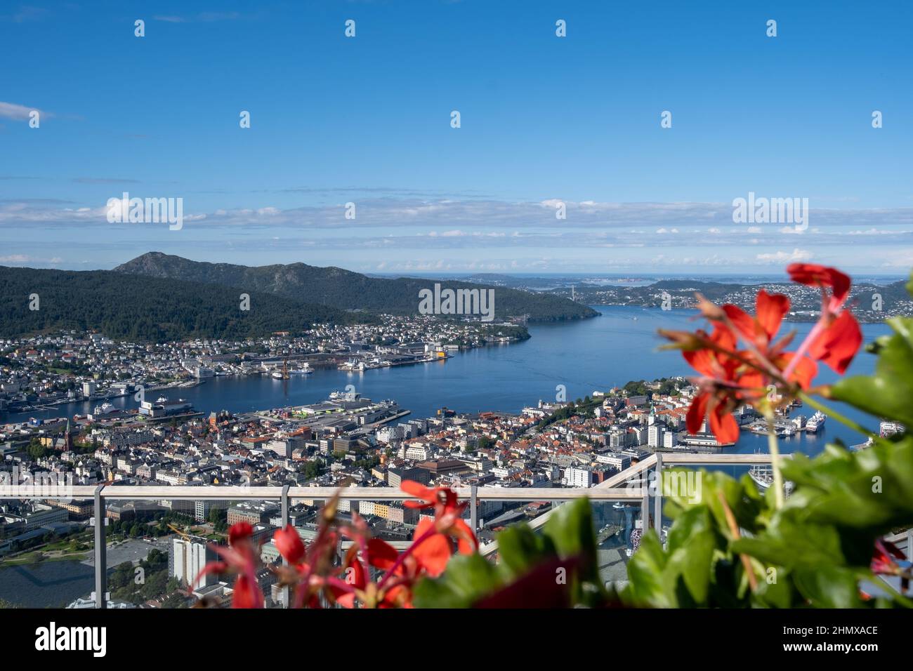 Bergen, Norway. View from the mount Fløyen, 320 meters above the sea ...