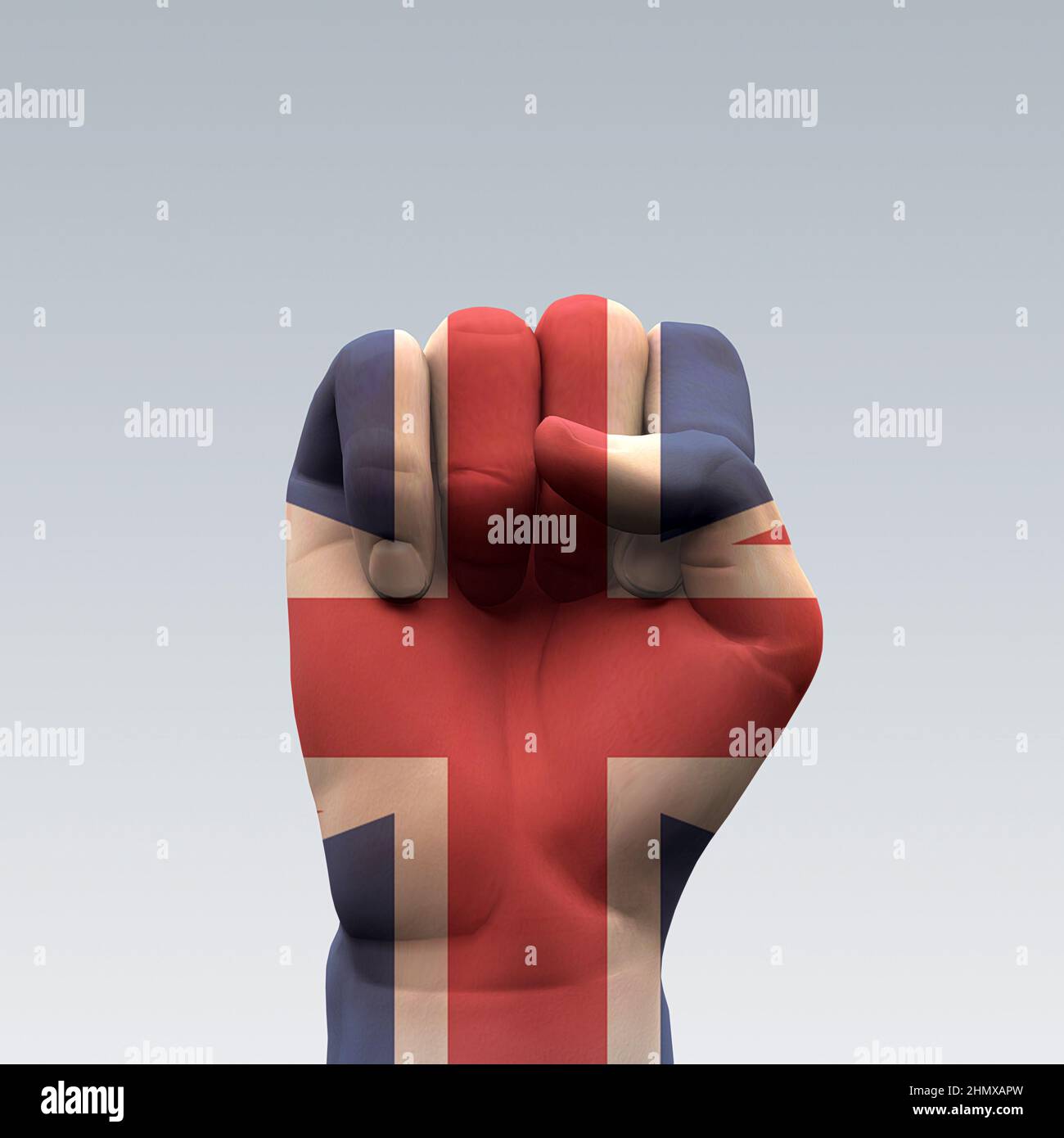 UK Flag Clenched Fist Hand Sign. 3D rendering Stock Photo - Alamy