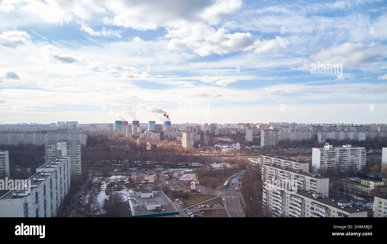 City blocks and thermal power plant Stock Photo - Alamy