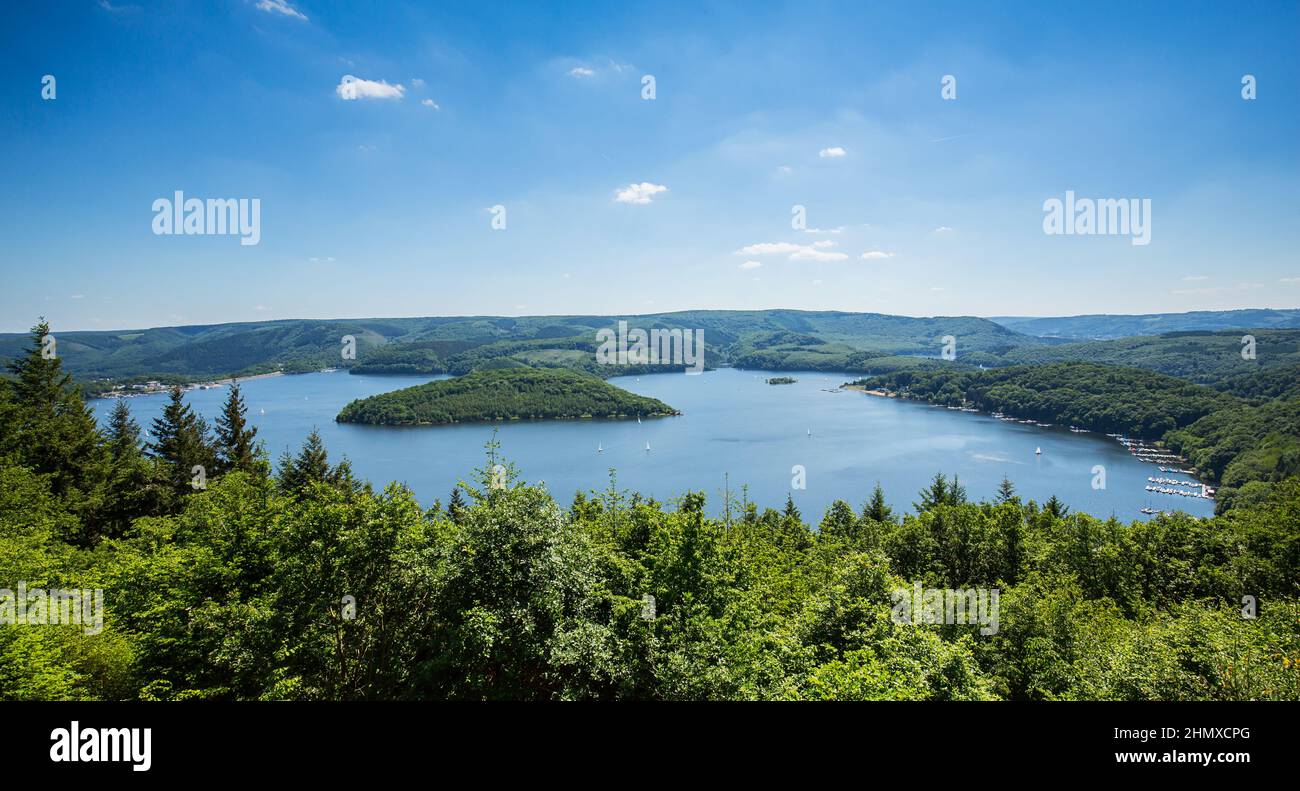 aerial view of the Rursee lake Stock Photo - Alamy