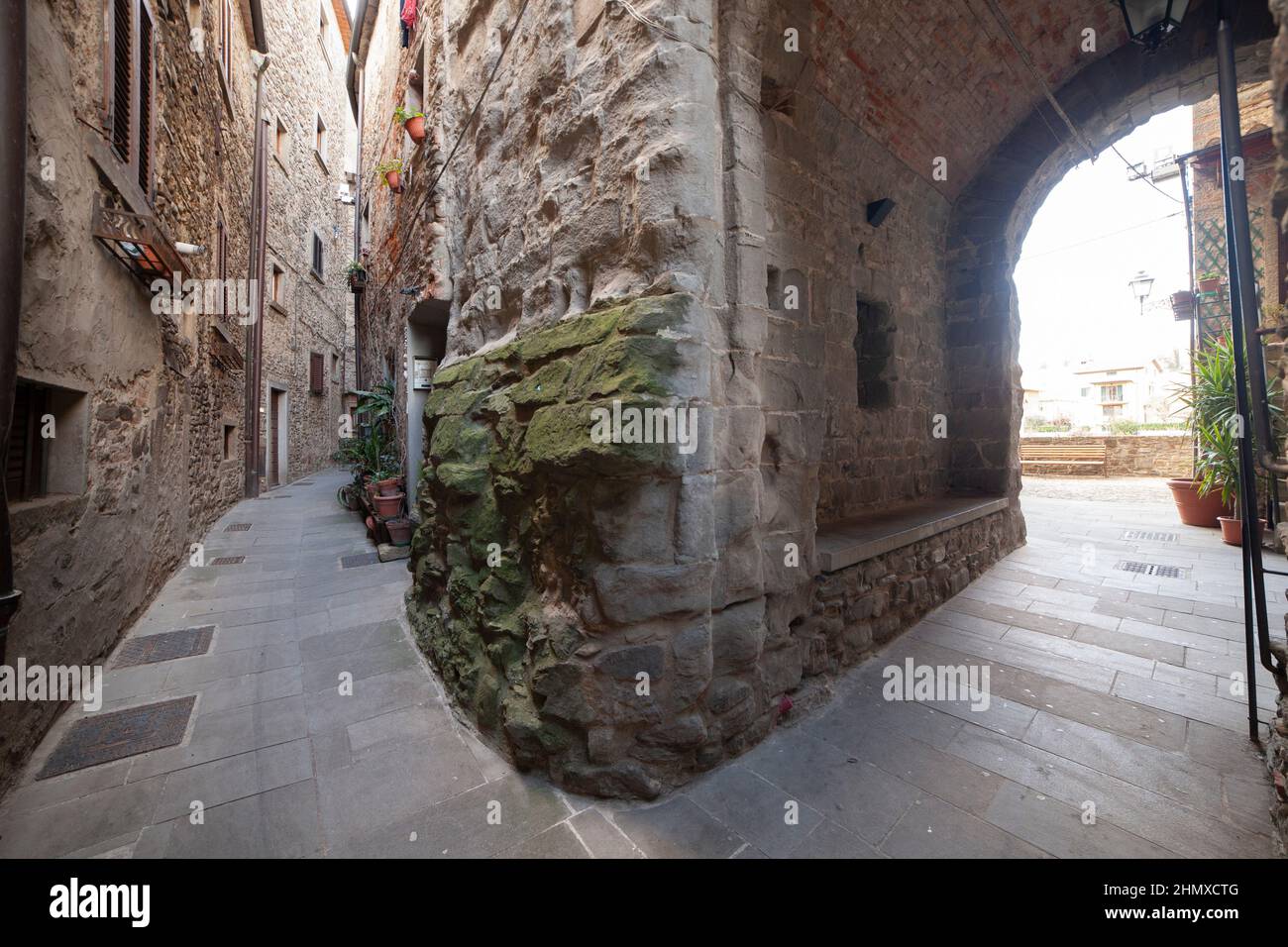 Italy, Tuscany, Arezzo, the Subbiano village, the castle Stock Photo ...