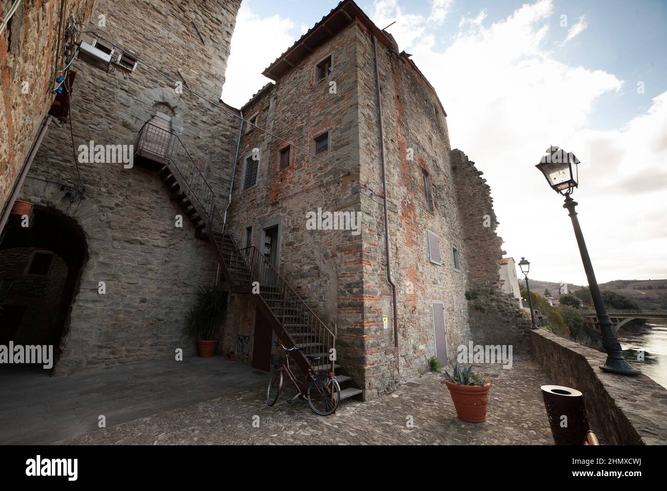 Italy, Tuscany, Arezzo, the Subbiano village, the castle Stock Photo ...