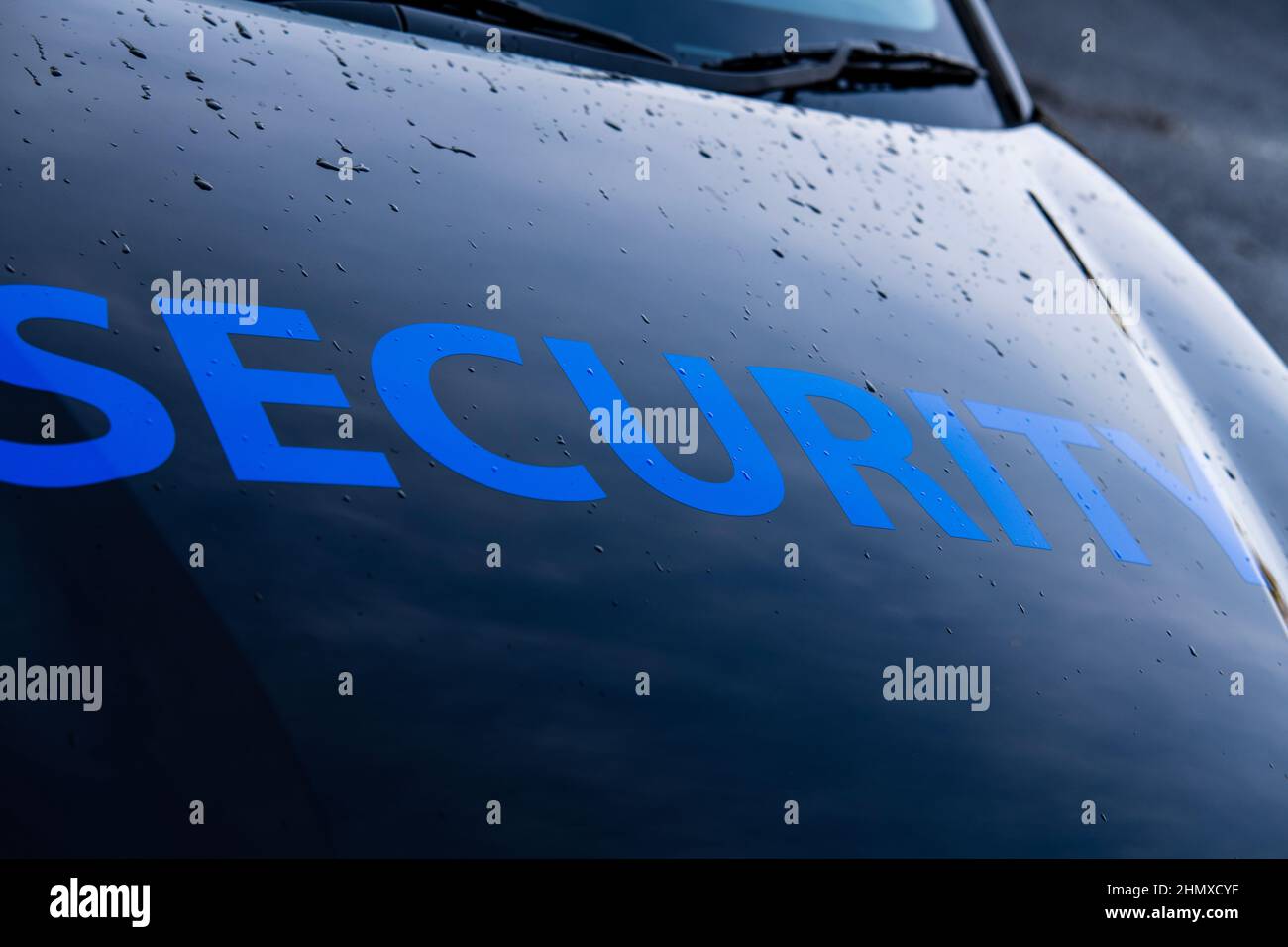 car for security, black and blue and yellow car for control Stock Photo ...