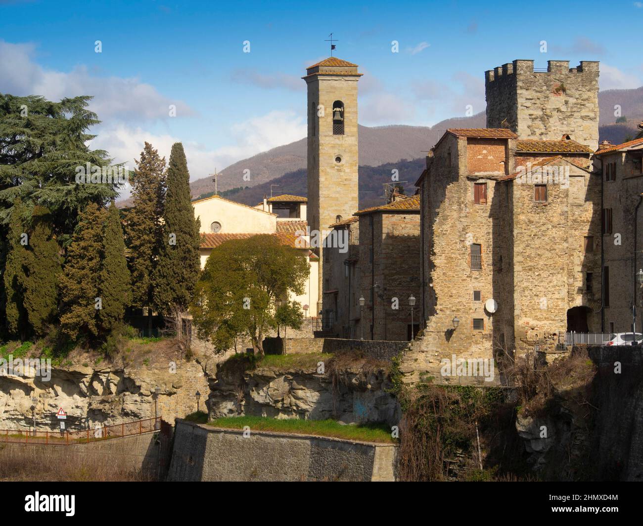 Italy, Tuscany, Arezzo, the Subbiano village, the castle Stock Photo ...