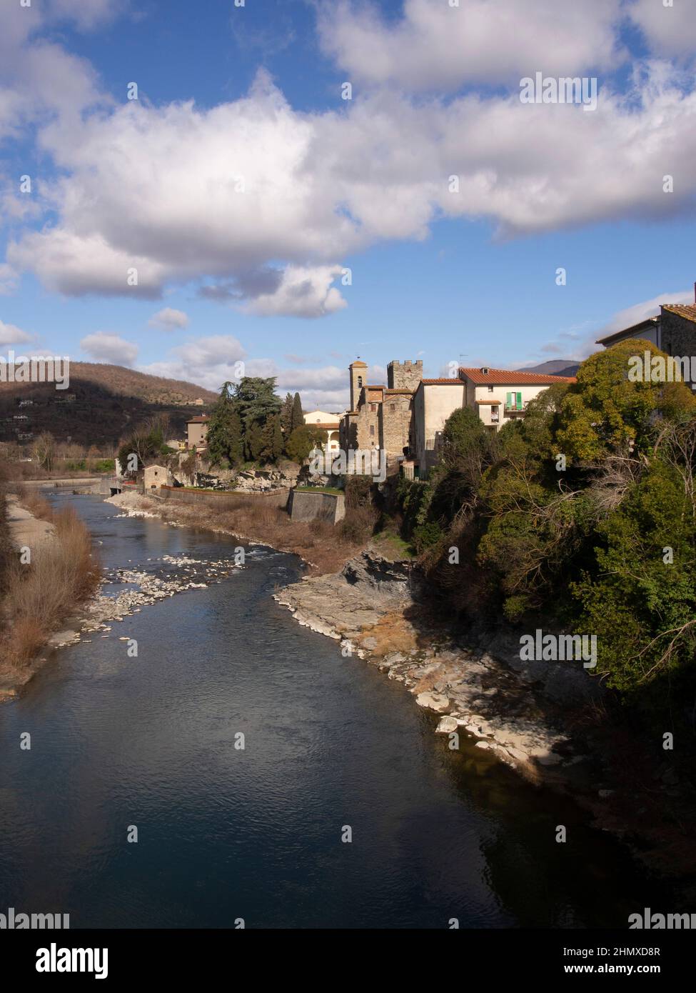 Italy, Tuscany, Arezzo, the Subbiano village, the castle Stock Photo ...