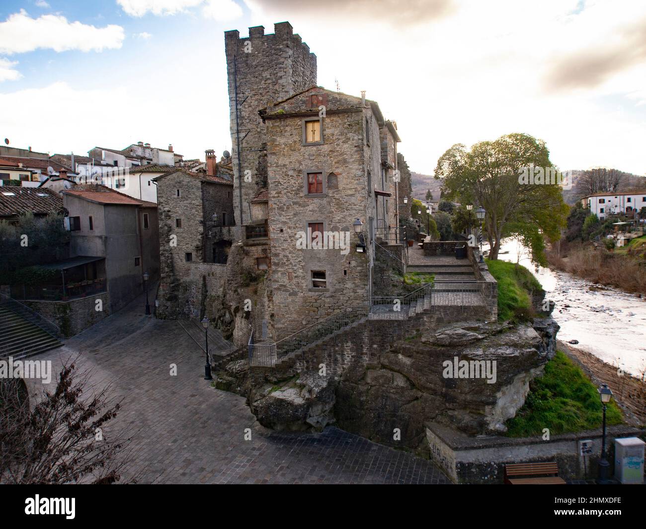 Italy, Tuscany, Arezzo, the Subbiano village, the castle Stock Photo ...