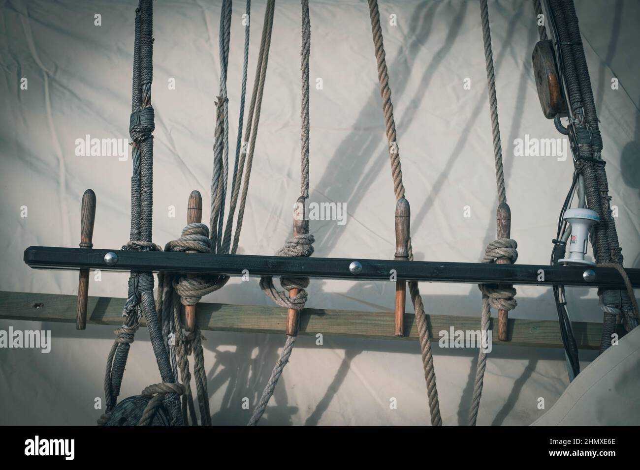 on a sailing ship the rigging is fixed Stock Photo - Alamy