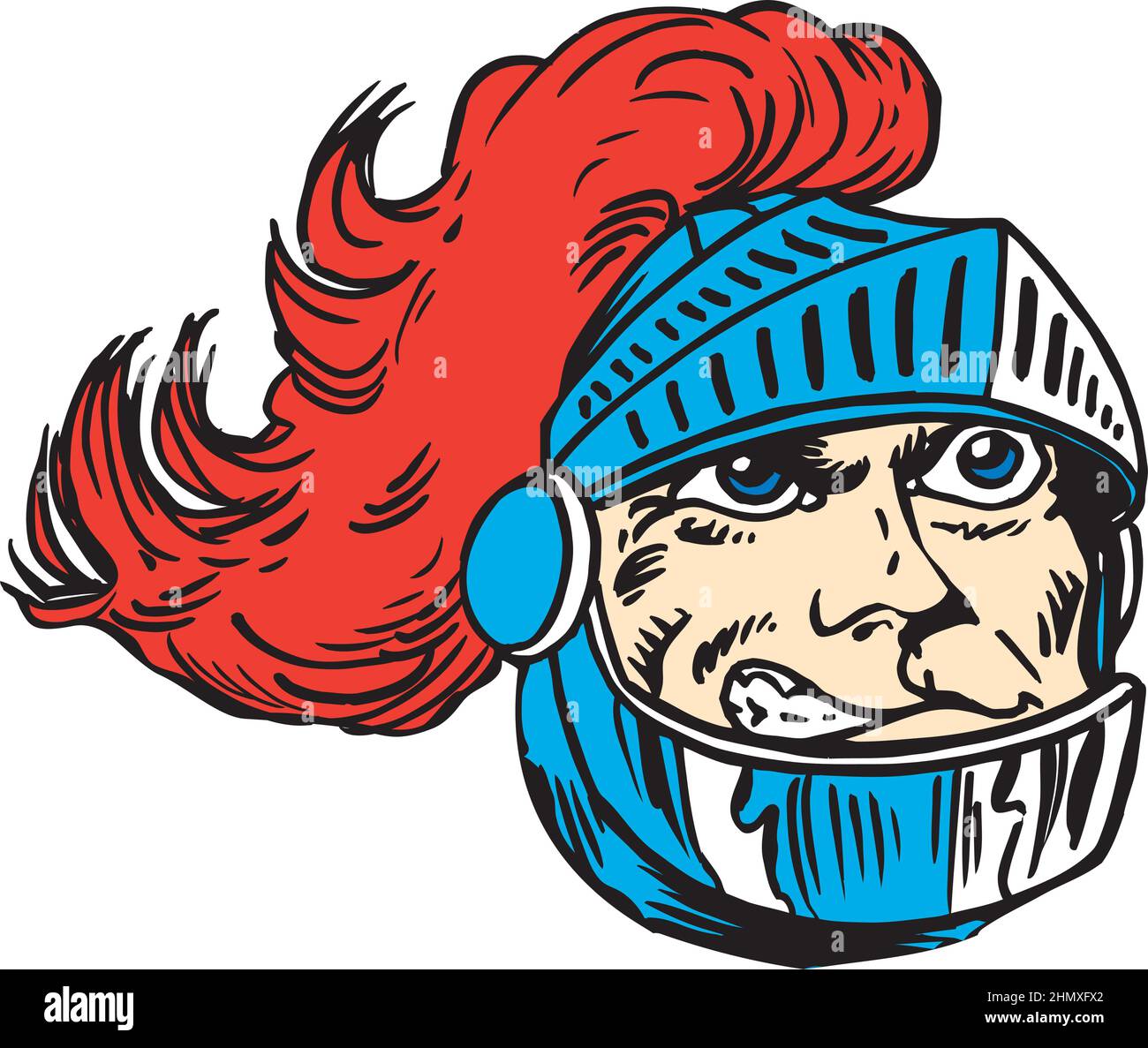 Knight Head Mascot A Digital Illustration Of A Knights Head With A Red