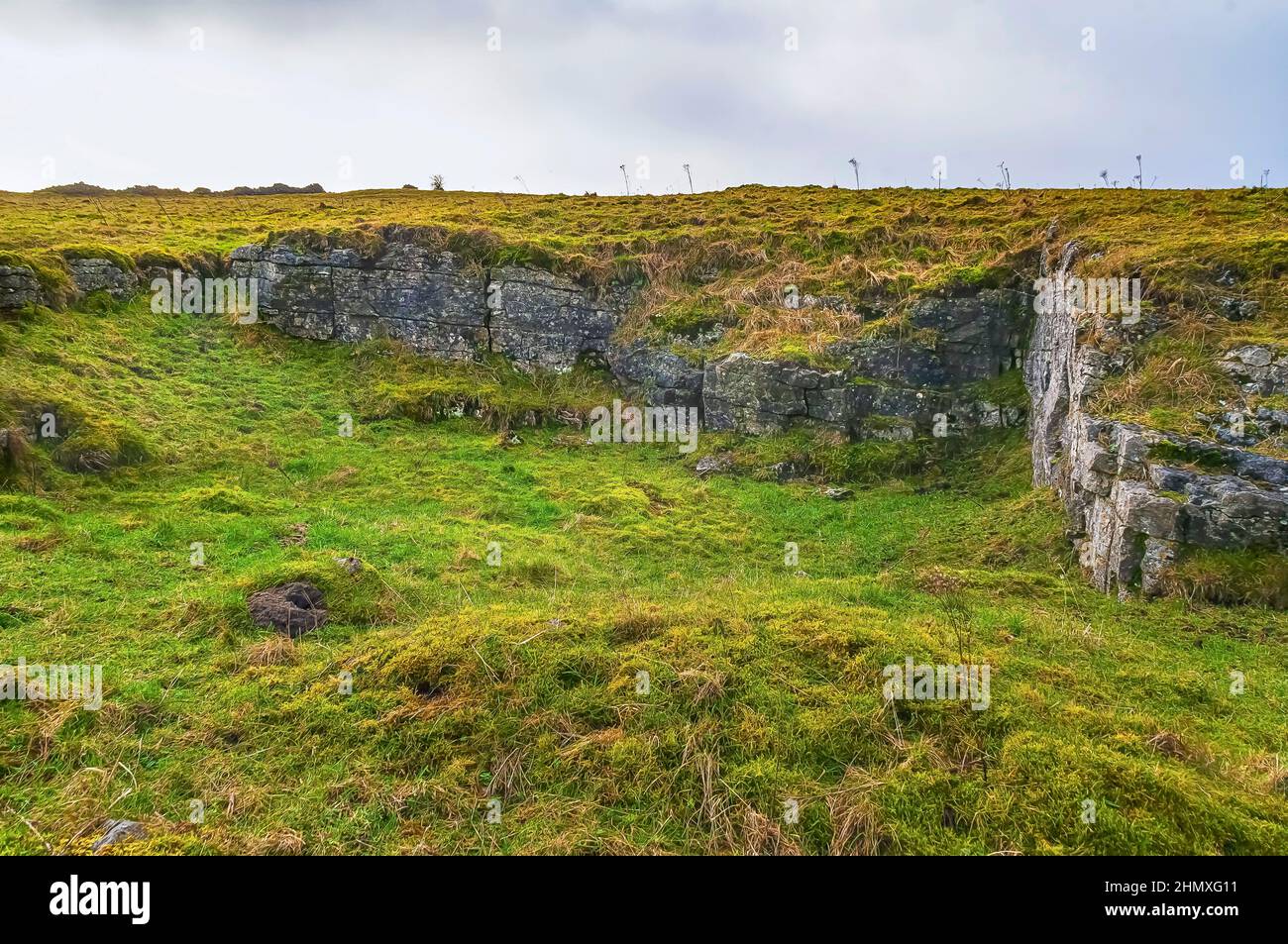 Very old and shallow quarry, probably for use in nearby limekilns, in ...