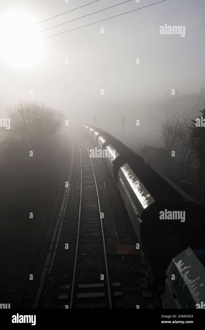 Freightliner aggregates freight train passing Great Rocks Junction in ...