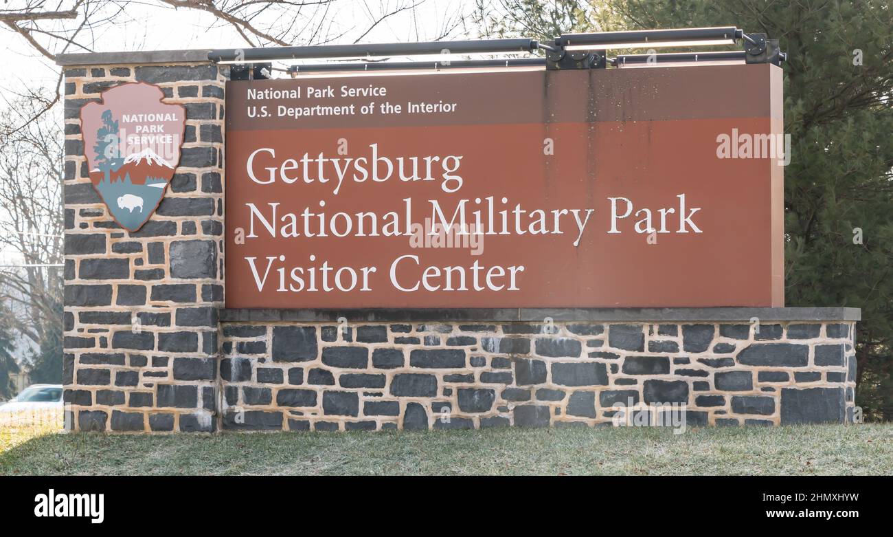 A large sign for the Gettysburg National Military Park Museum and ...