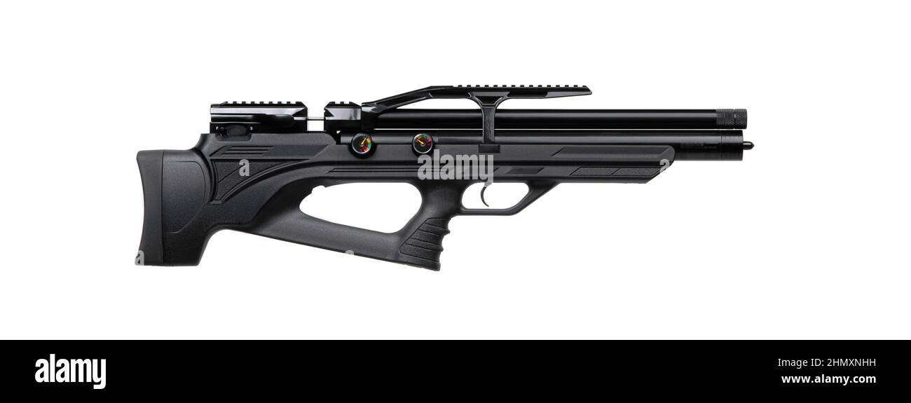 A modern air rifle with a futuristic design. Pneumatic weapons for ...