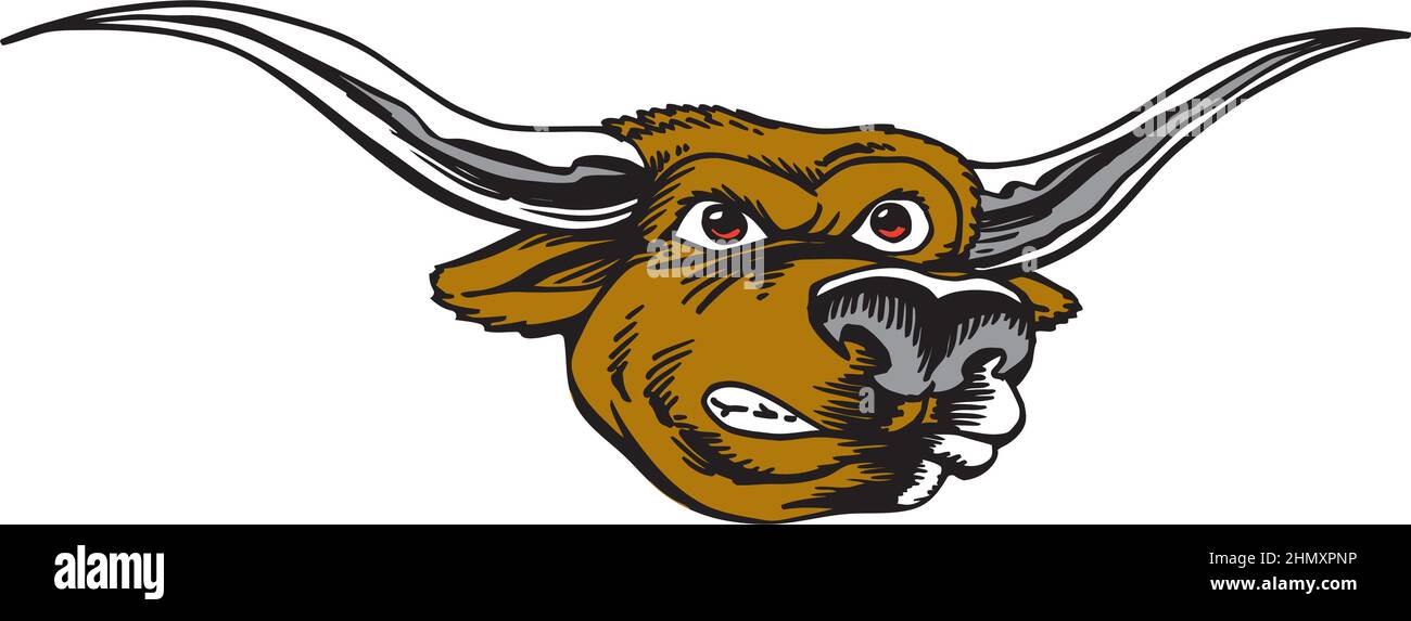 Long Horn Mascot Head Vector Illustration Stock Vector Image & Art - Alamy