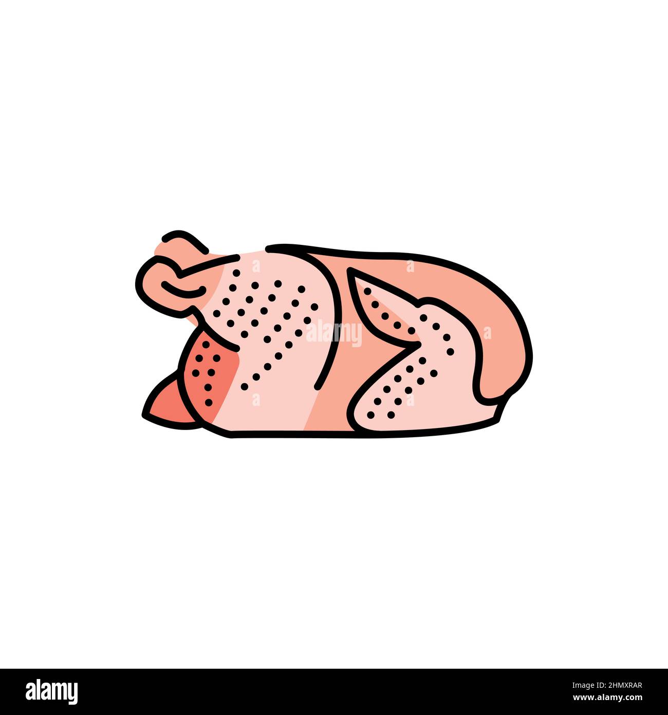Chicken carcass color line icon. Cutting meat. Pictogram for web page ...