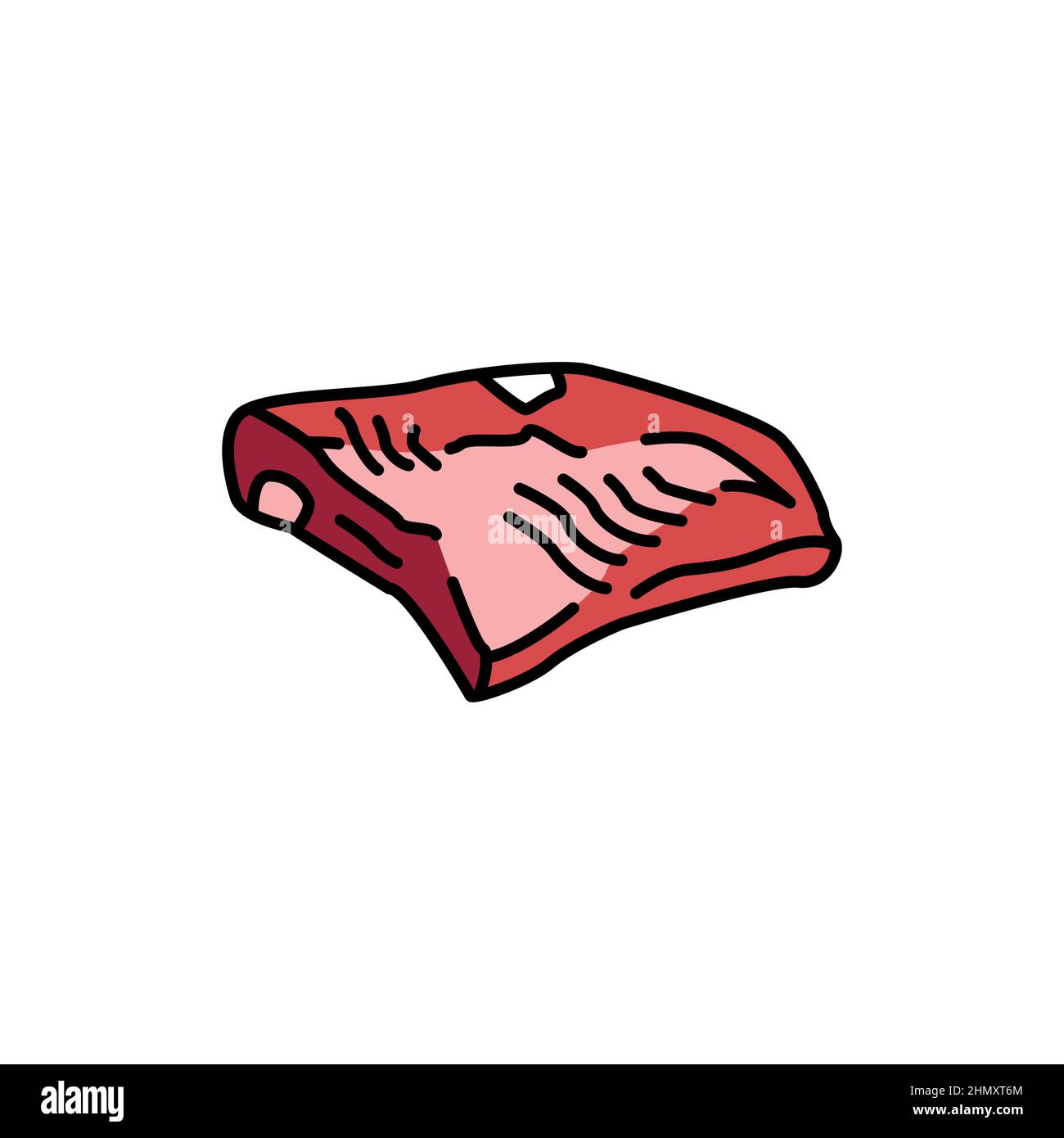 Beef hem color line icon. Cutting meat. Pictogram for web page, mobile ...