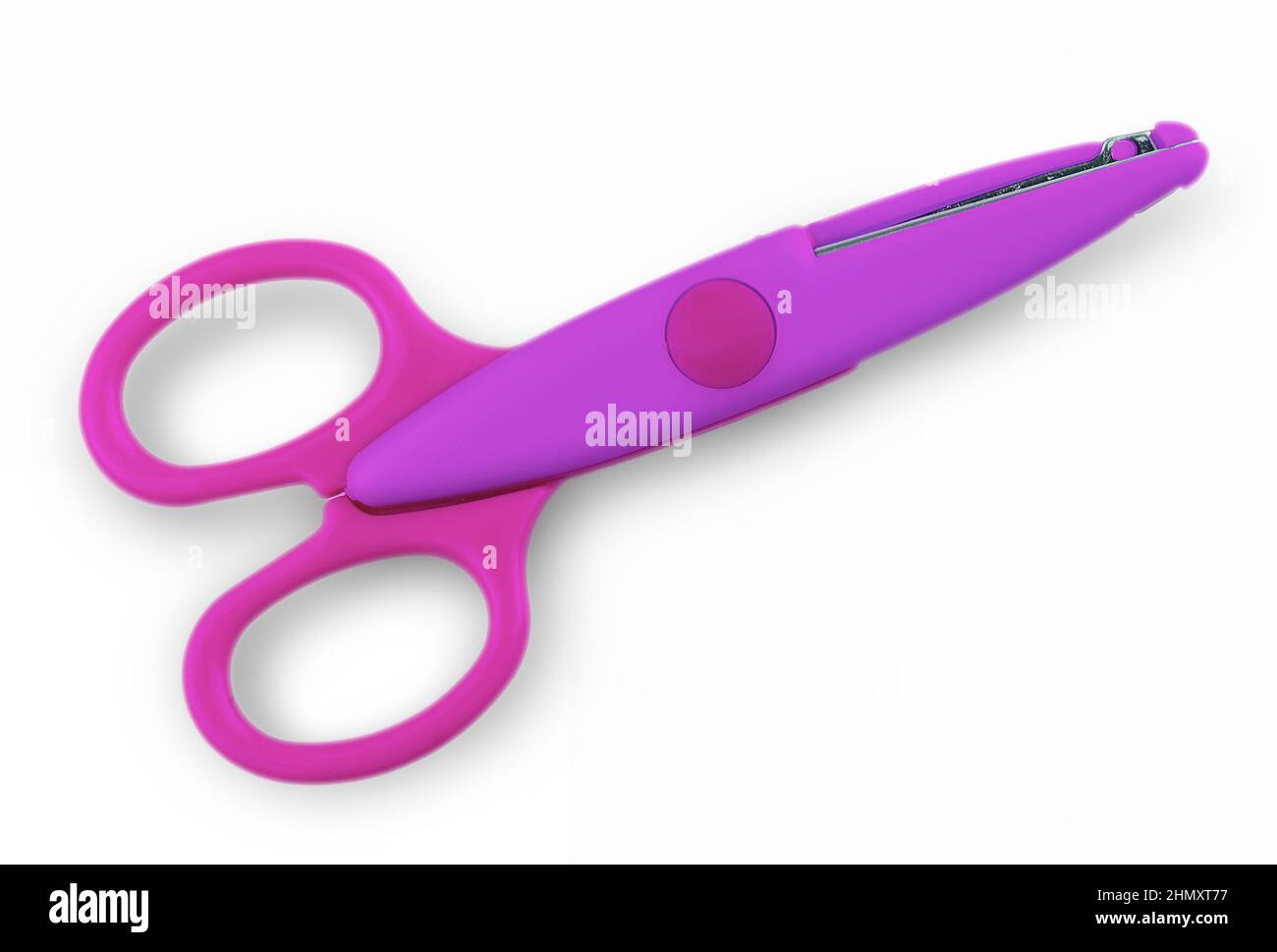 Colore baby scissors cut out on a white background. View from above ...